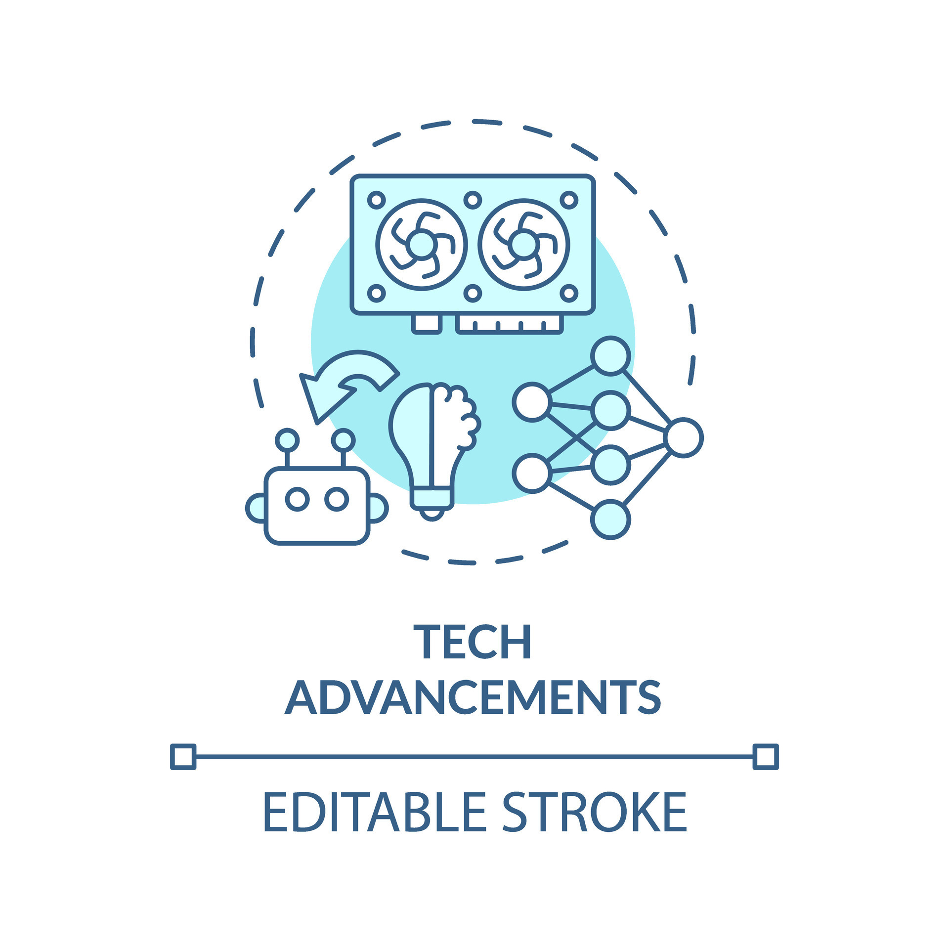 2D editable blue tech advancements icon, simple isolated vector, AI ...
