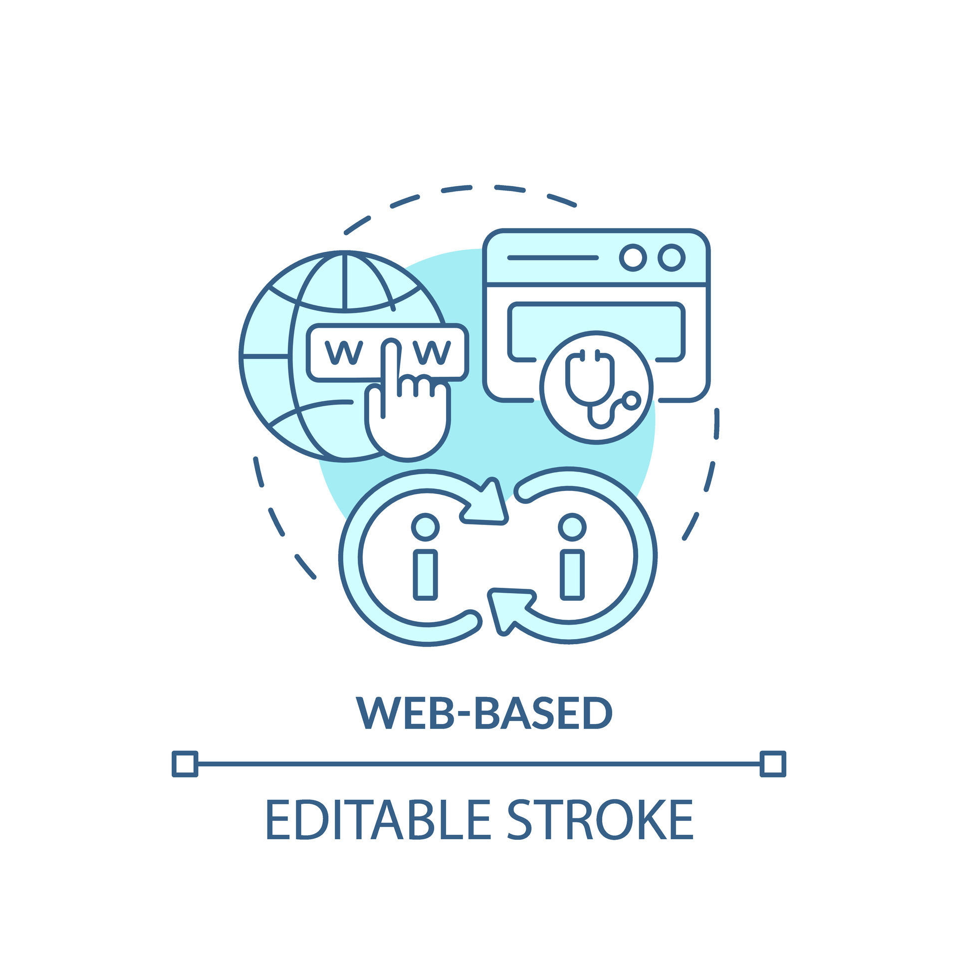 2D editable blue web-based icon concept, isolated monochromatic vector ...