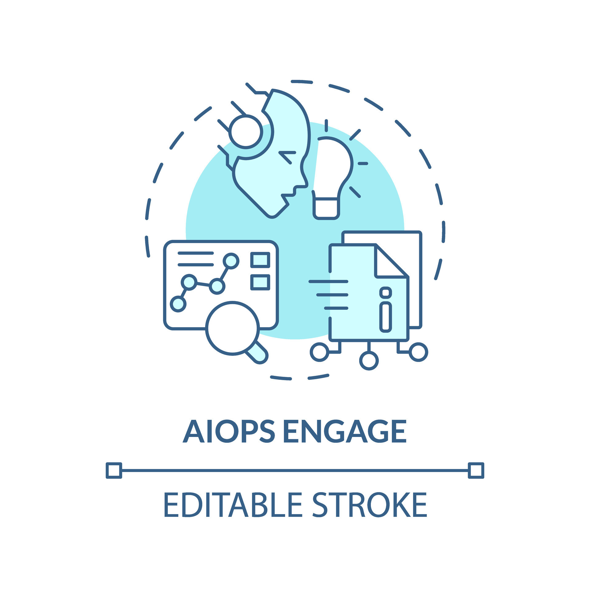 2d Editable Ai Ops Engage Icon Representing Ai Ops Isolated Vector Blue Thin Line Illustration