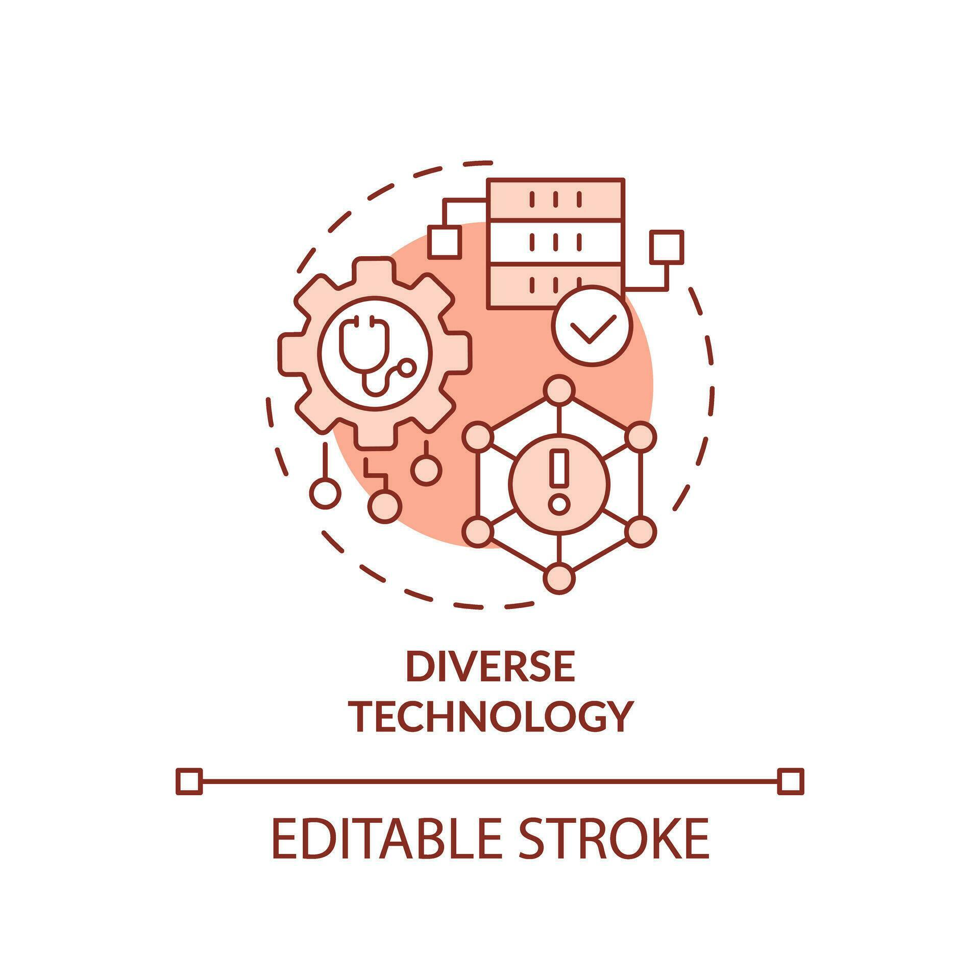 2d Editable Red Icon Diverse Technology Concept Isolated Monochromatic