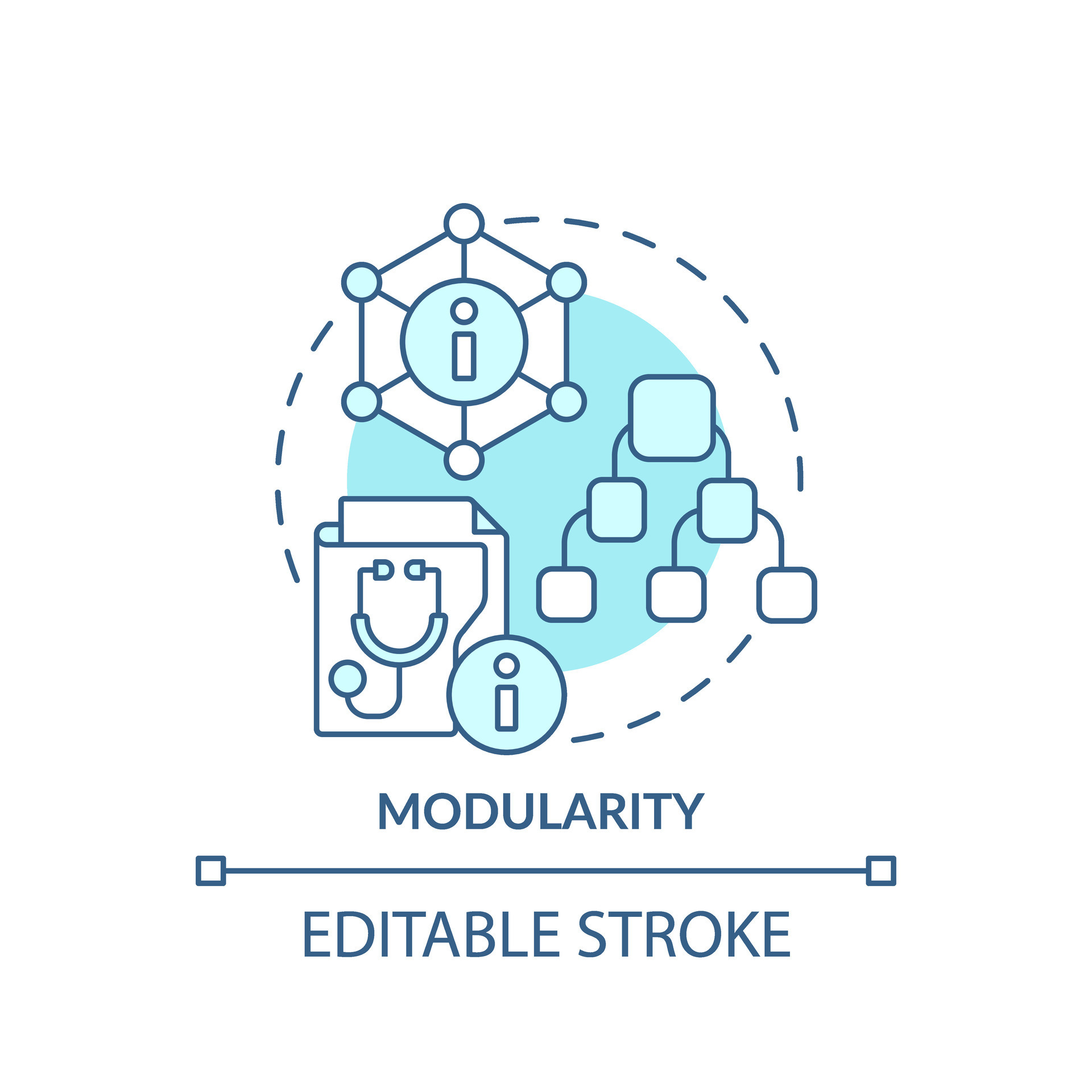 2d Editable Blue Icon Modularity Concept Isolated Monochromatic Vector Health Interoperability