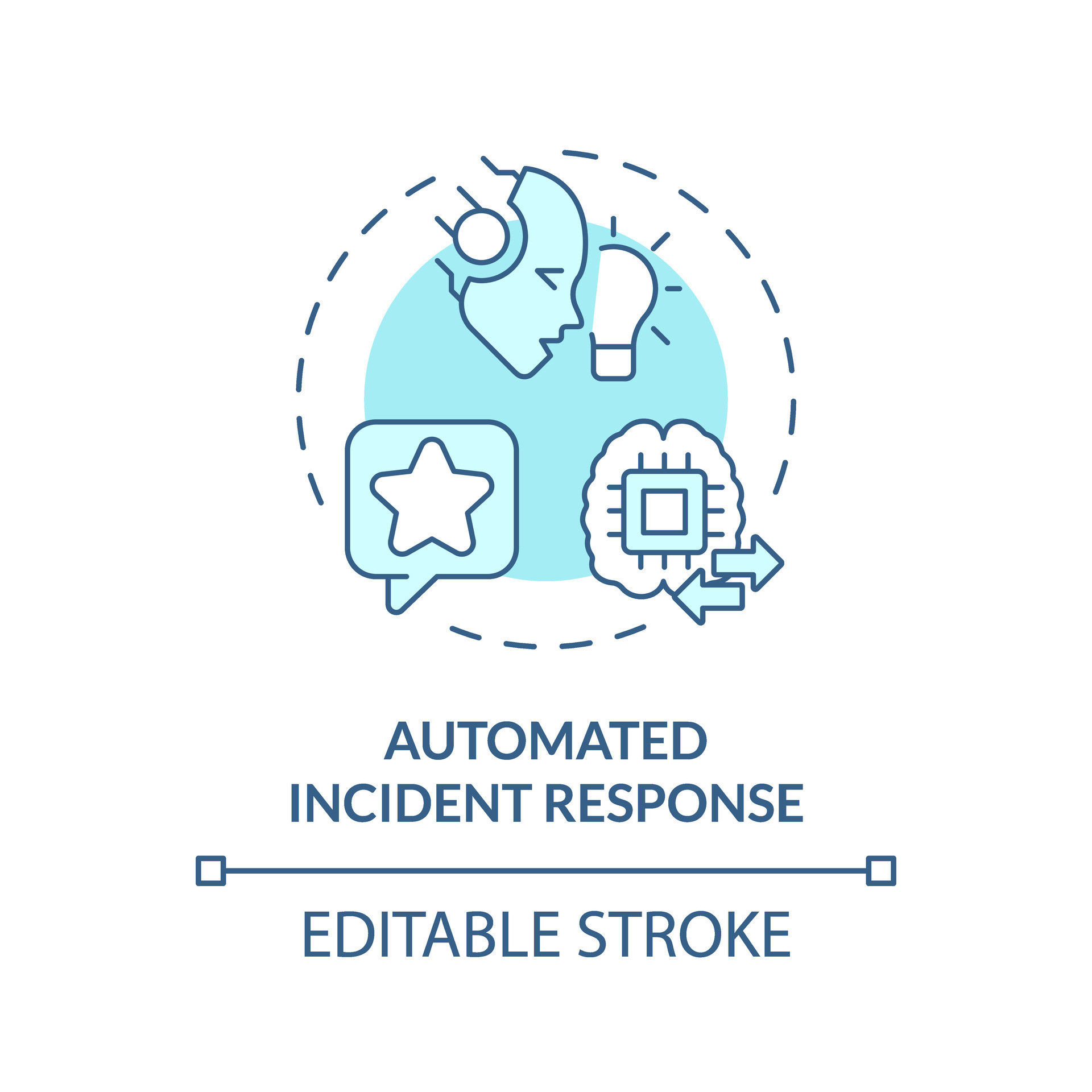2D editable automated incident response icon representing AI ops ...