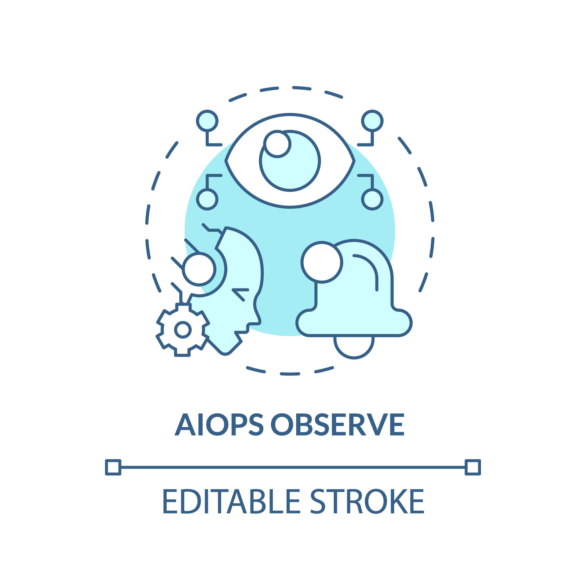 2d Editable Ai Ops Observe Icon Representing Ai Ops Isolated Vector Blue Thin Line