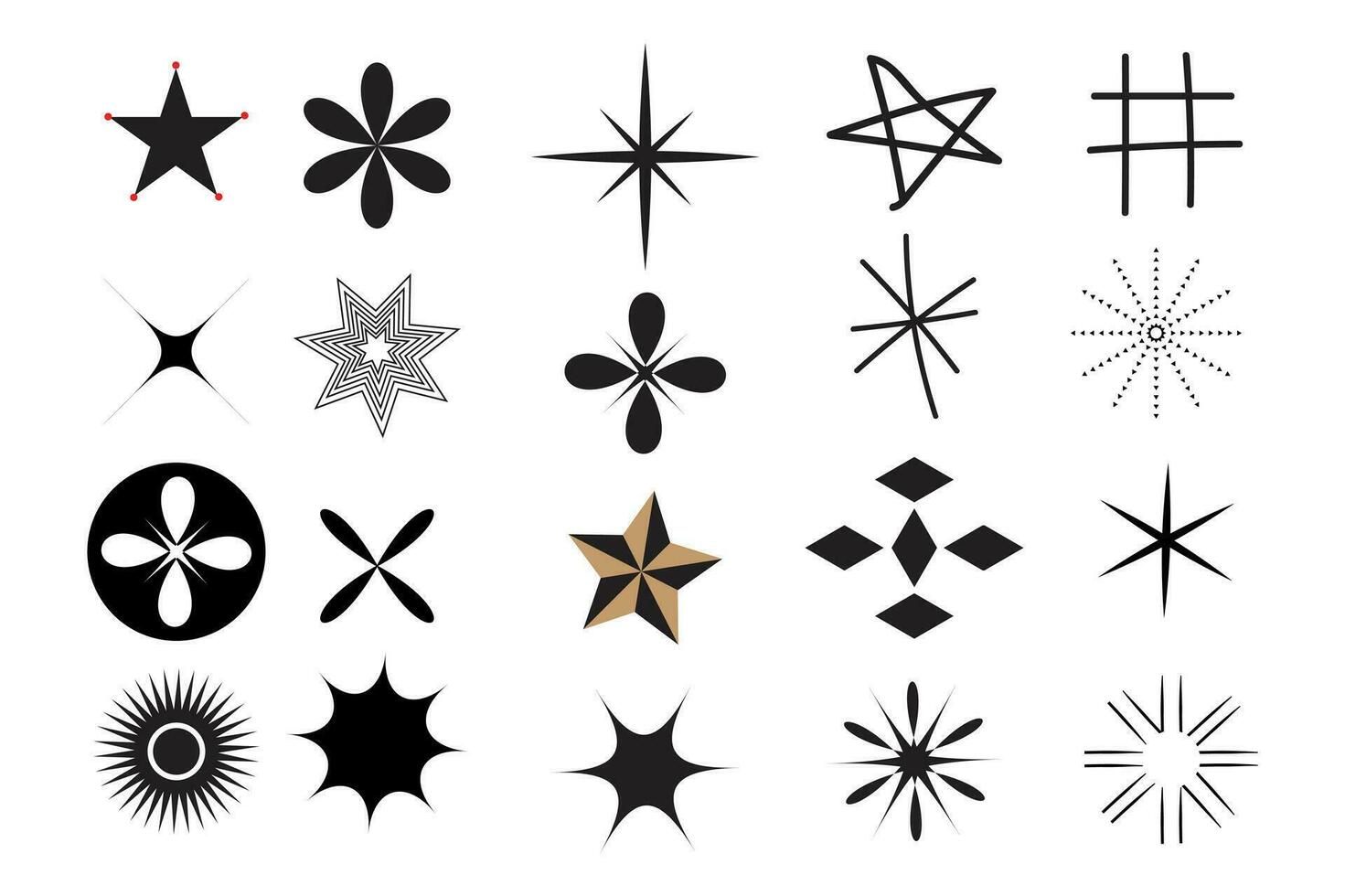 Flat sparkling star collection icon symbols 32996724 Vector Art at Vecteezy