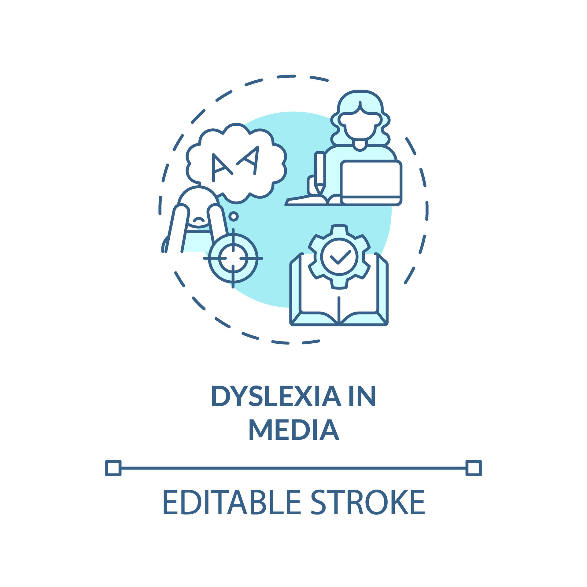 2d Editable Blue Icon Dyslexia In Media Concept Simple Isolated Vector