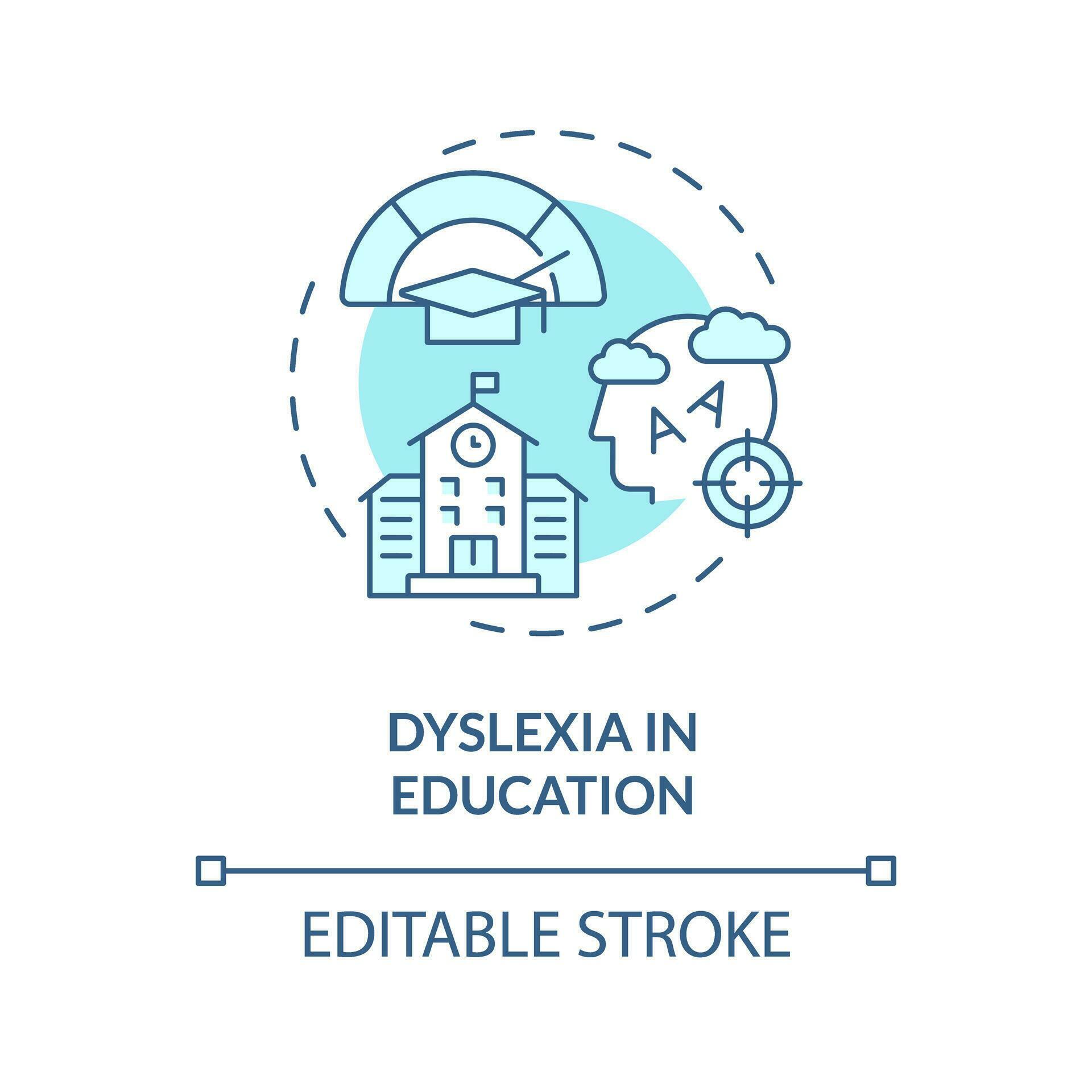 2d Editable Blue Icon Dyslexia In Education Concept Simple Isolated