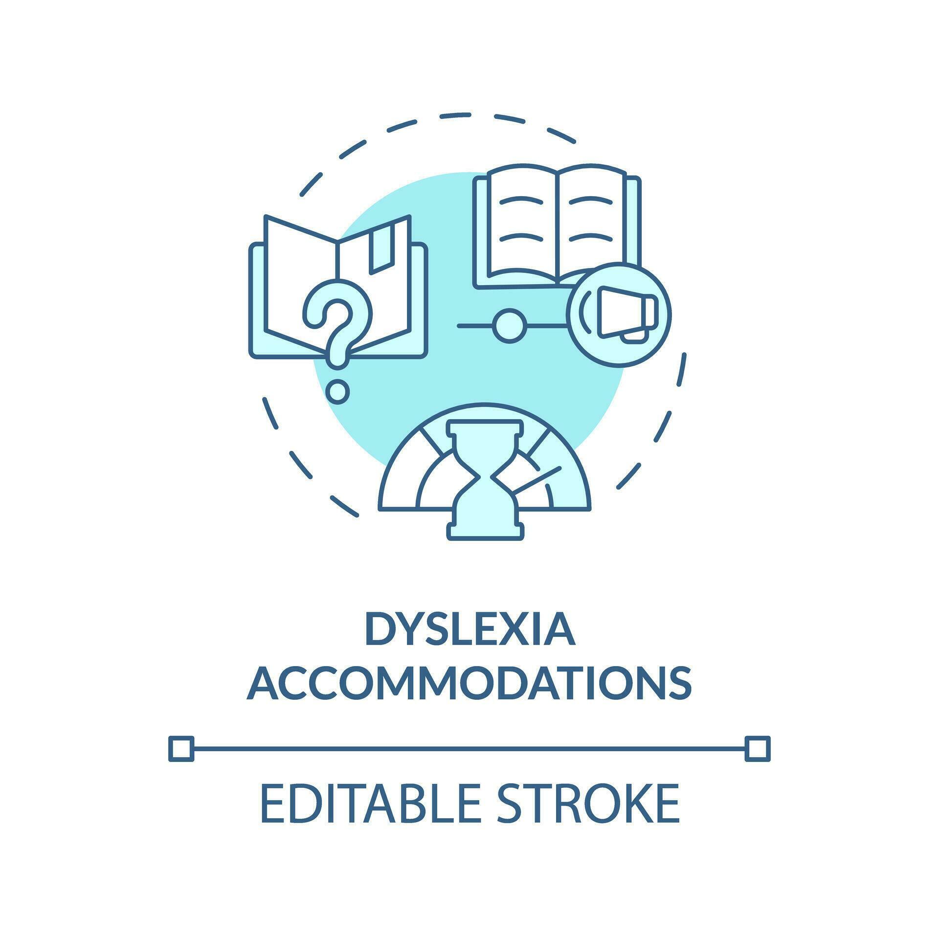 2d Editable Blue Icon Dyslexia Accomodations Concept Simple Isolated