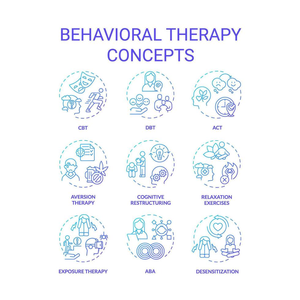 2D gradient icons set representing behavioral therapy concepts ... 2D gradient icons set representing behavioral therapy concepts ...