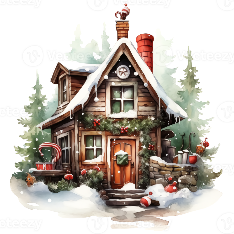 Christmas House Clipart, Watercolor Christmas Village AI Generated ...