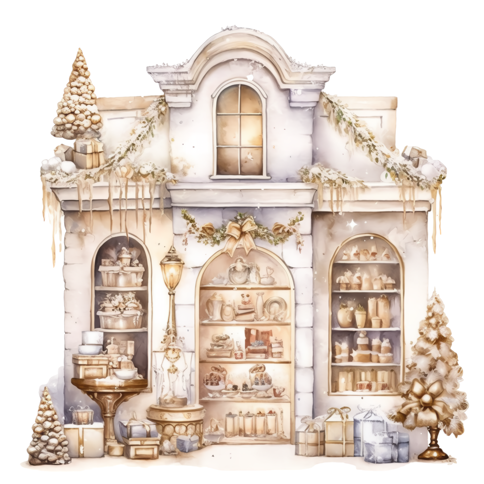 Christmas House Clipart, Watercolor Christmas Village AI Generated ...