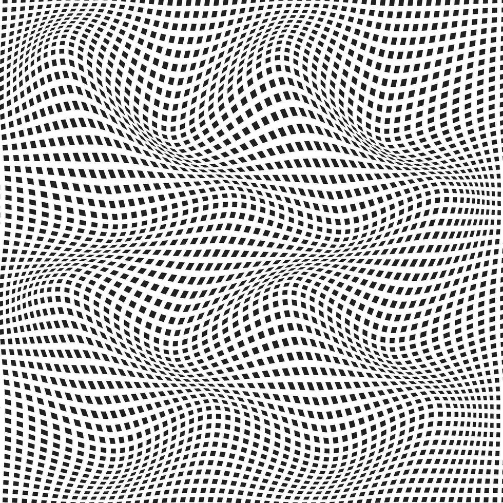 Abstract Monochrome Geometric Black Small Rectangle Dot Wavy Pattern