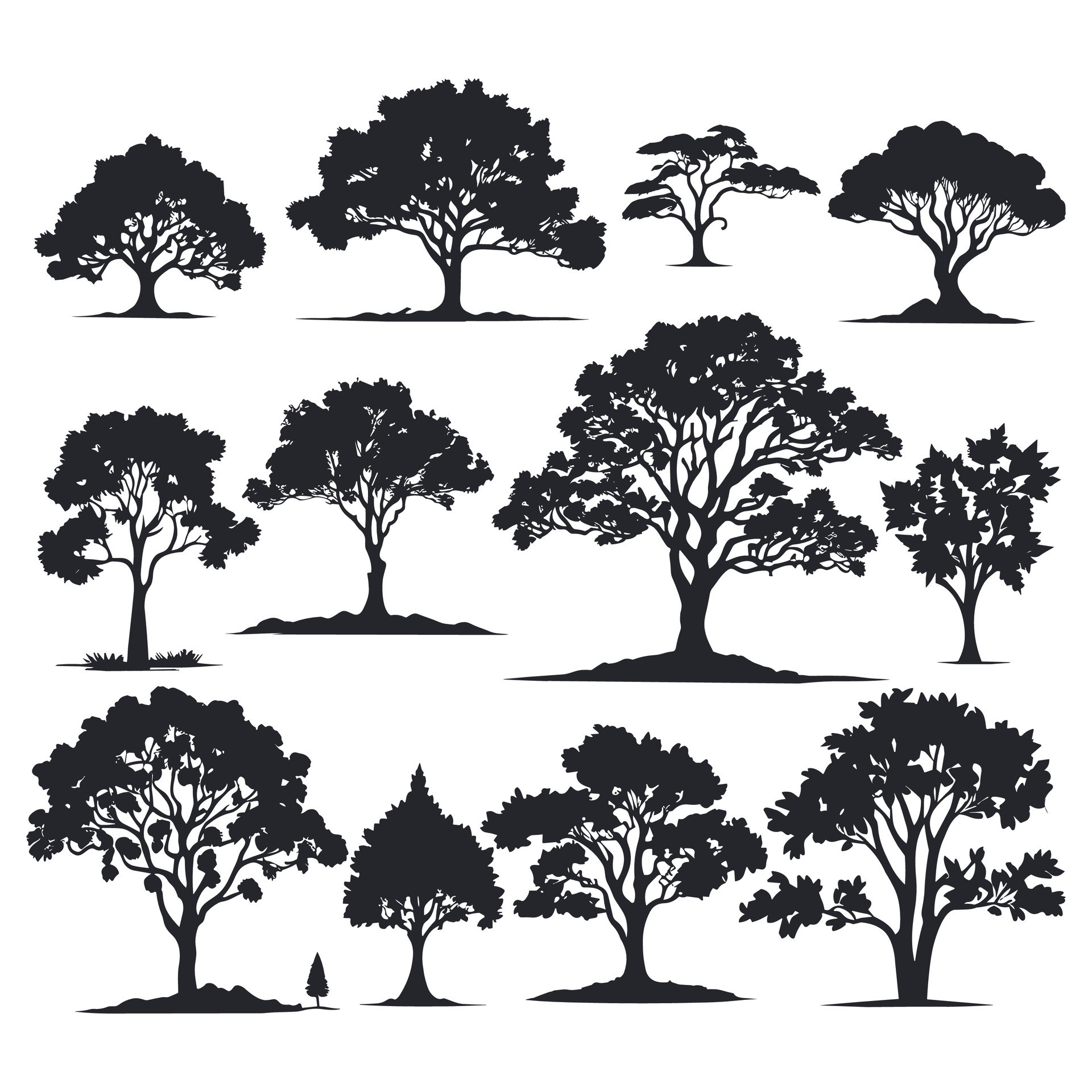 Free vector silhouette trees vector set 33019044 Vector Art at Vecteezy