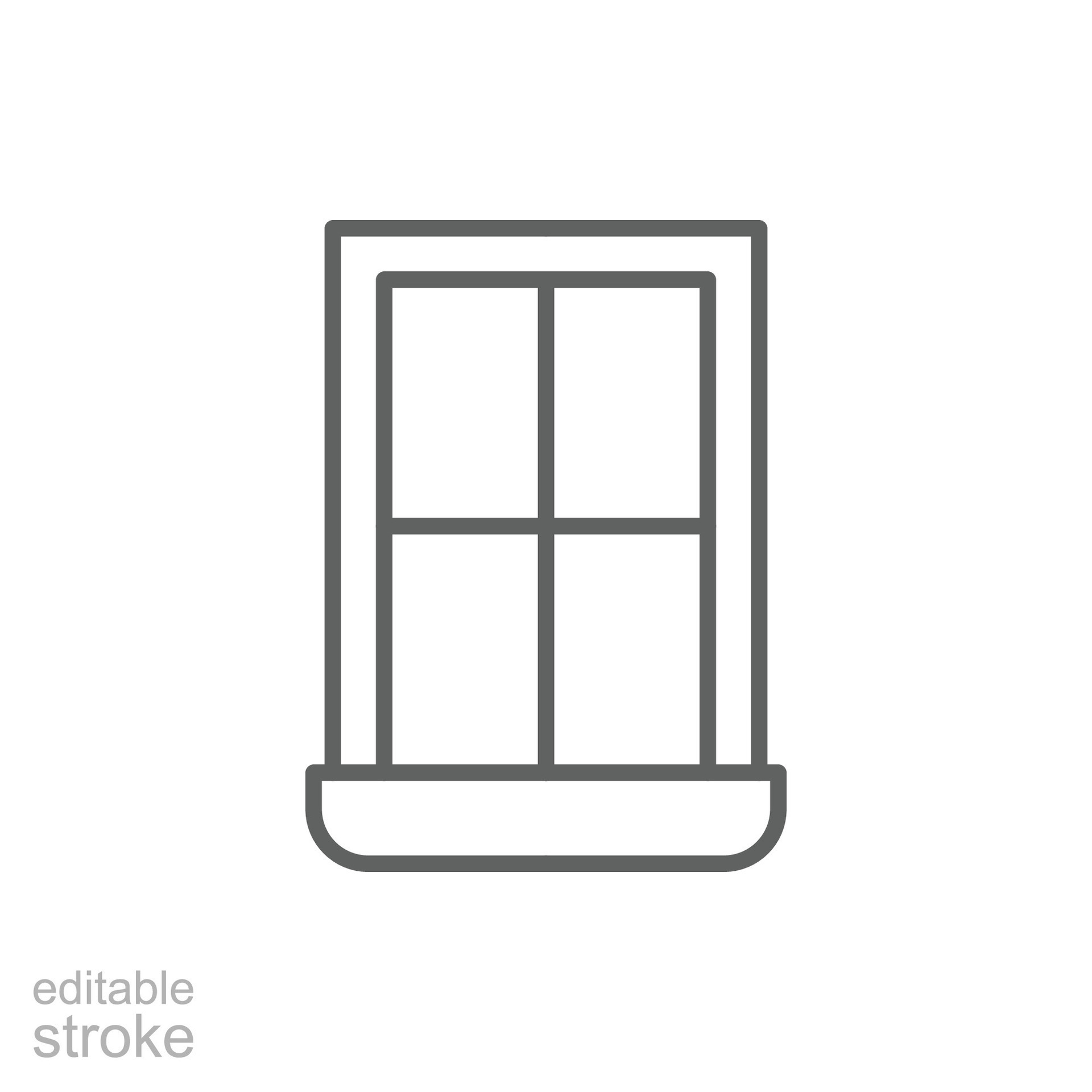 Window Icon Simple Outline Style Window Frame Square Construction Room House Home