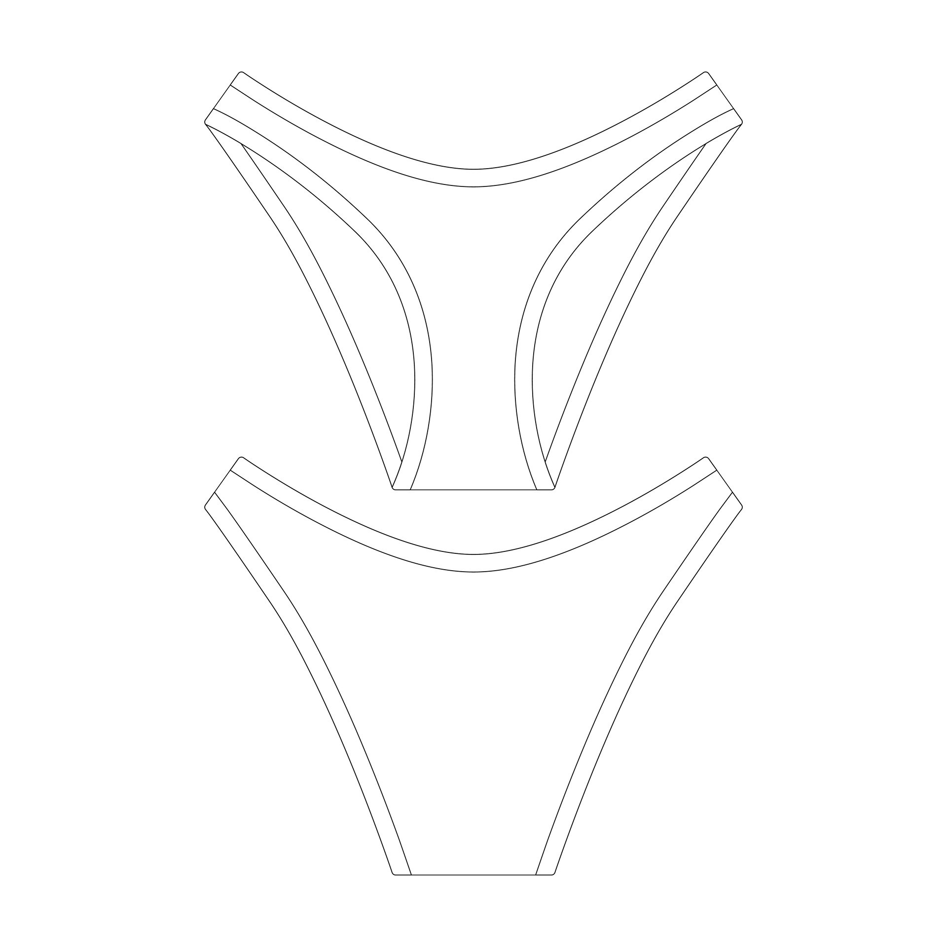 Template High Cut Bikini Underwear Vector Illustration Flat Design Outline Clothing Collection