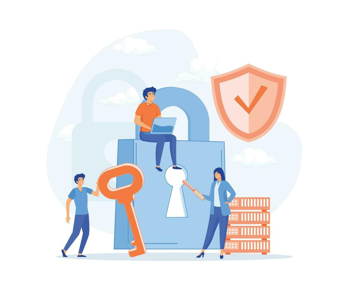 Database Security Phishing Hacker Attack Concept Hackers Stealing Personal Data Flat Vector