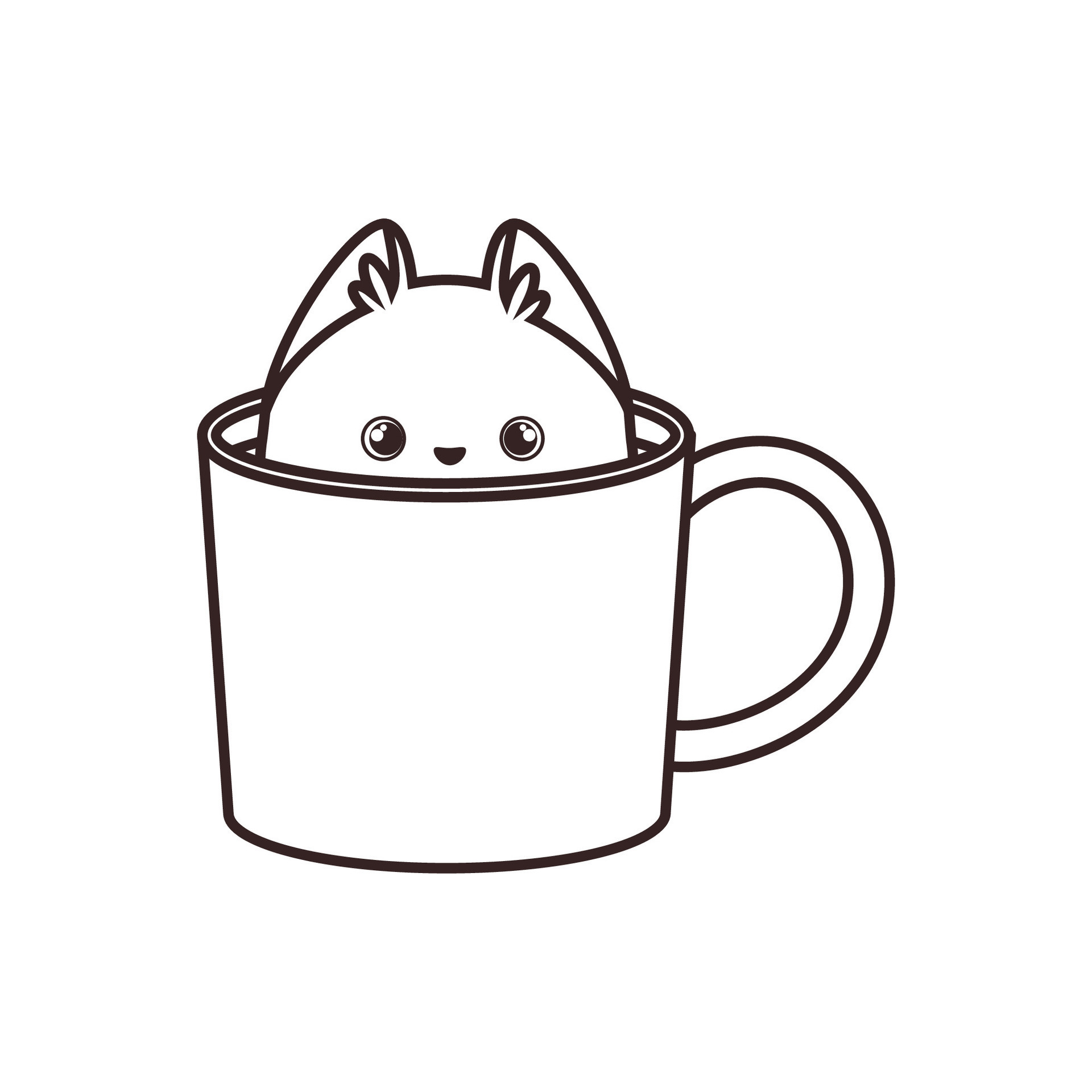 Cute kitten sitting in a cup of coffee coloring page 33032308 Vector ...