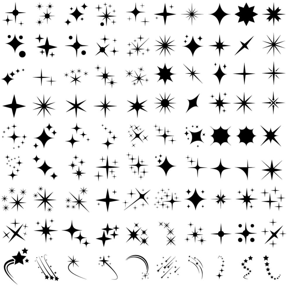 Sparkles icon vector set. Twinkling stars illustration sign collection. Shining burst symbol ...