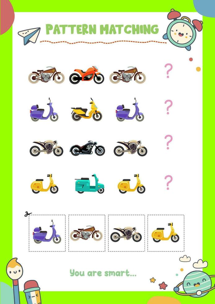 Matching pictures to patterns. Activity worksheet 33041972 Vector Art ...