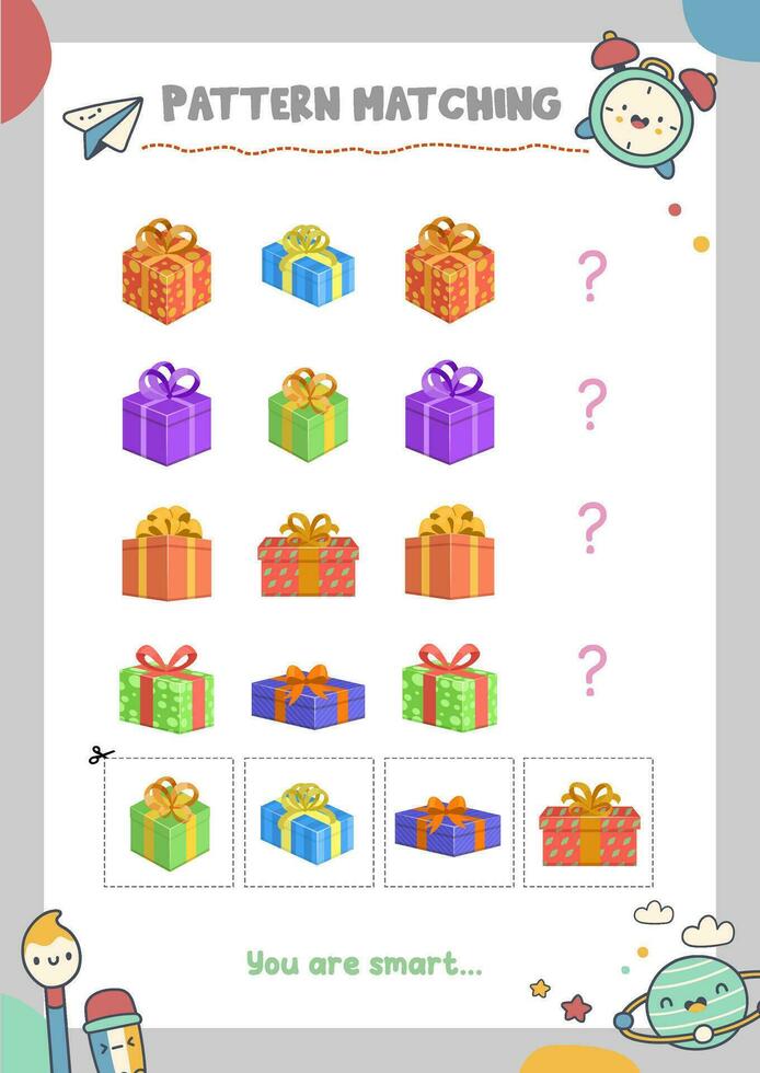 Matching pictures to patterns. Activity worksheet 33041981 Vector Art ...