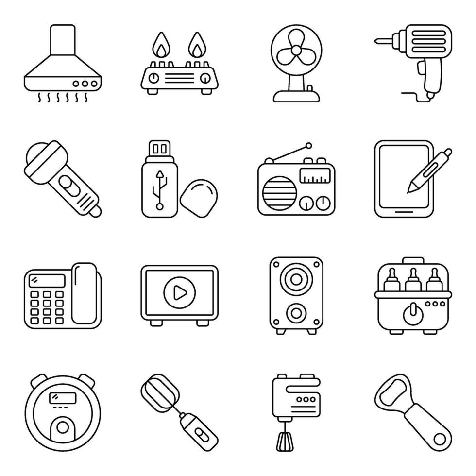 Pack of Devices Linear Icons 33044508 Vector Art at Vecteezy