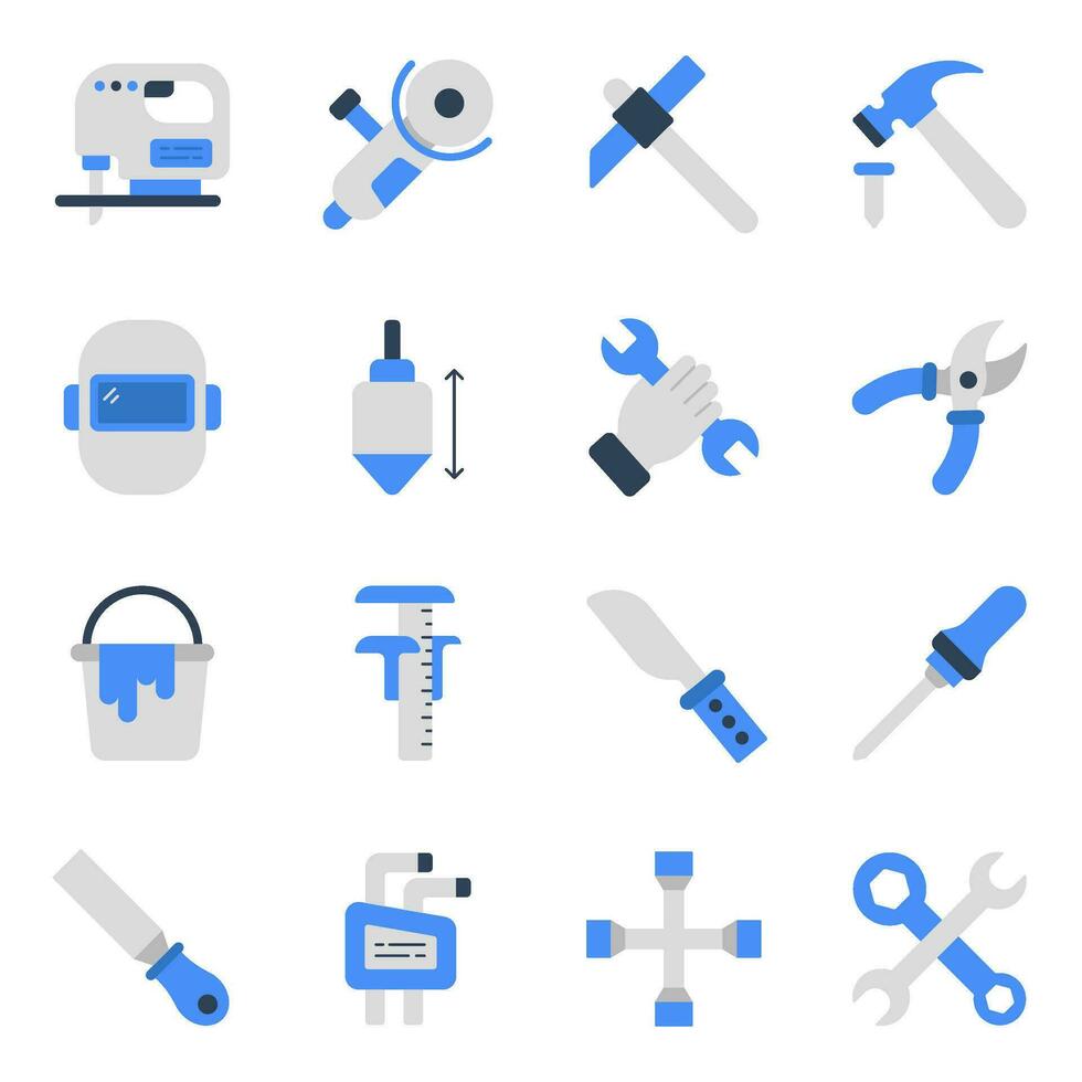 Set of Stationery and Design Tools Flat Icons 33044538 Vector Art at ...