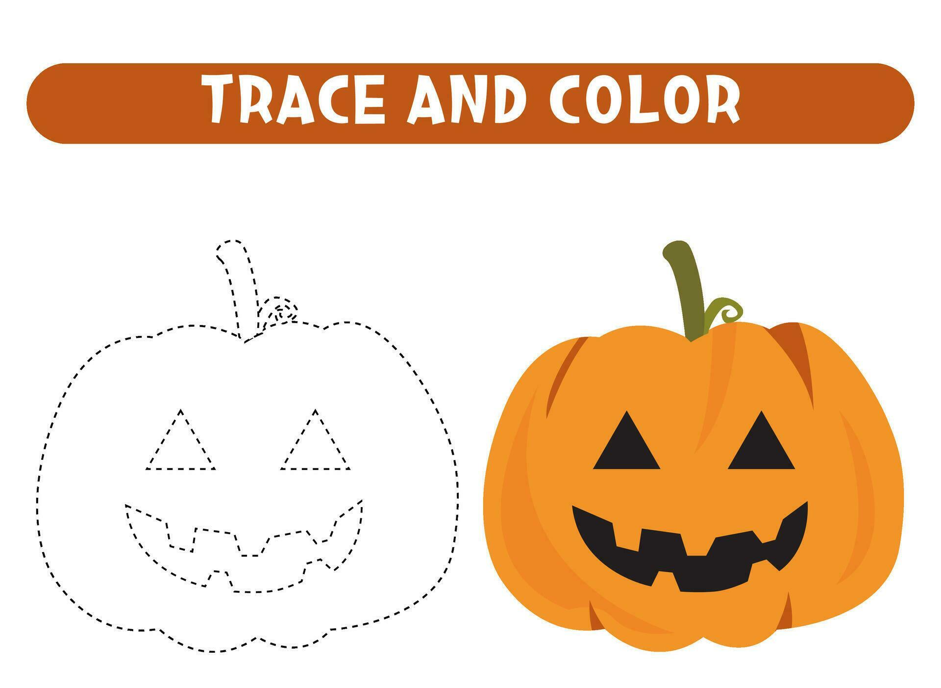 Trace and color cute Halloween pumpkin. Worksheet for kids 33045569 ...