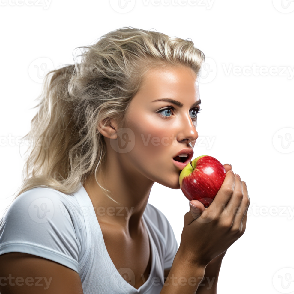Young Athletic Girl Eating An Apple Isolated 33053805 Png 1850