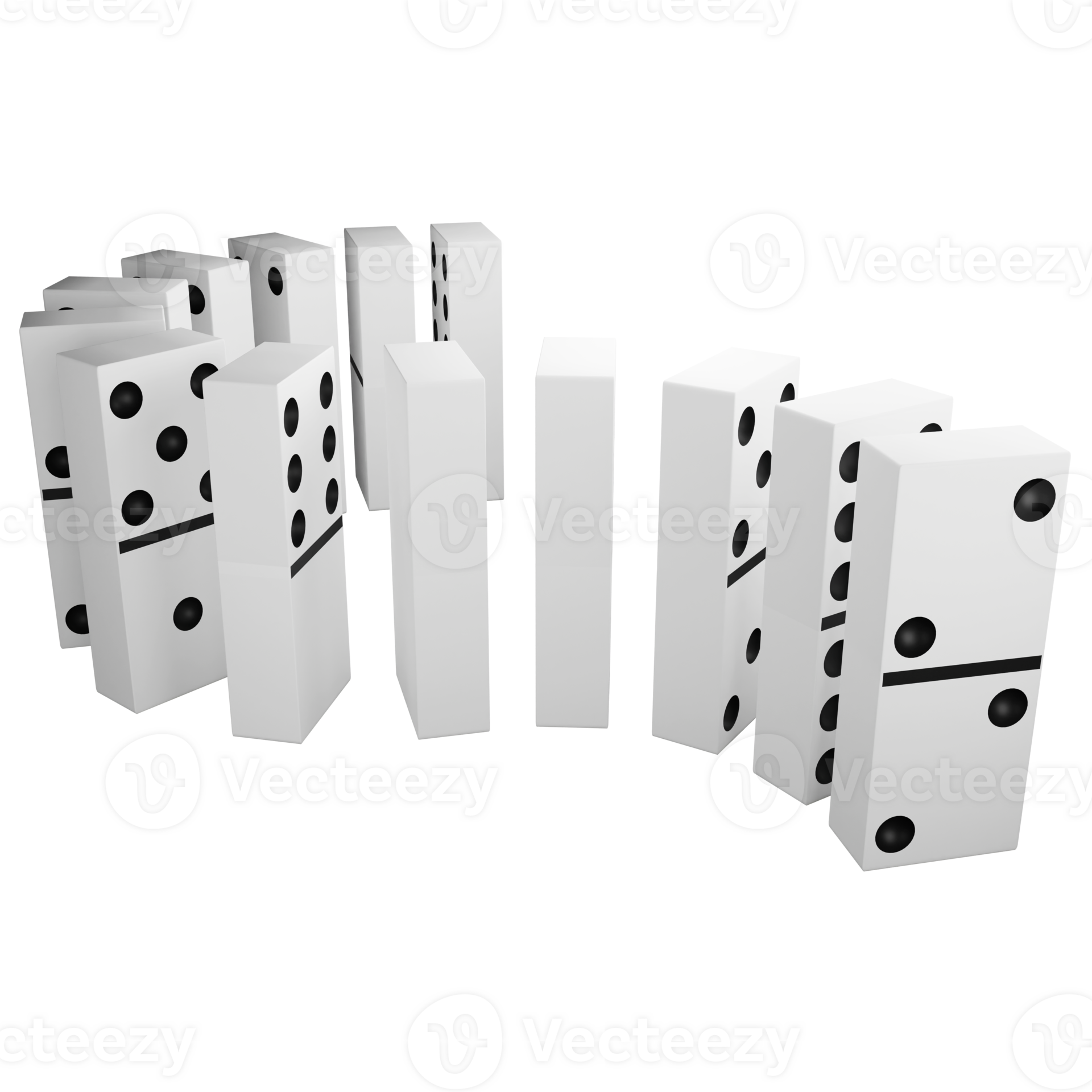 Domino effect clipart flat design icon isolated on transparent background, 3D render ...