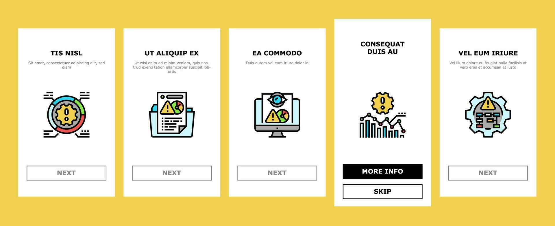 Risk Analyst Business Onboarding Icons Set Vector 33063591 Vector Art