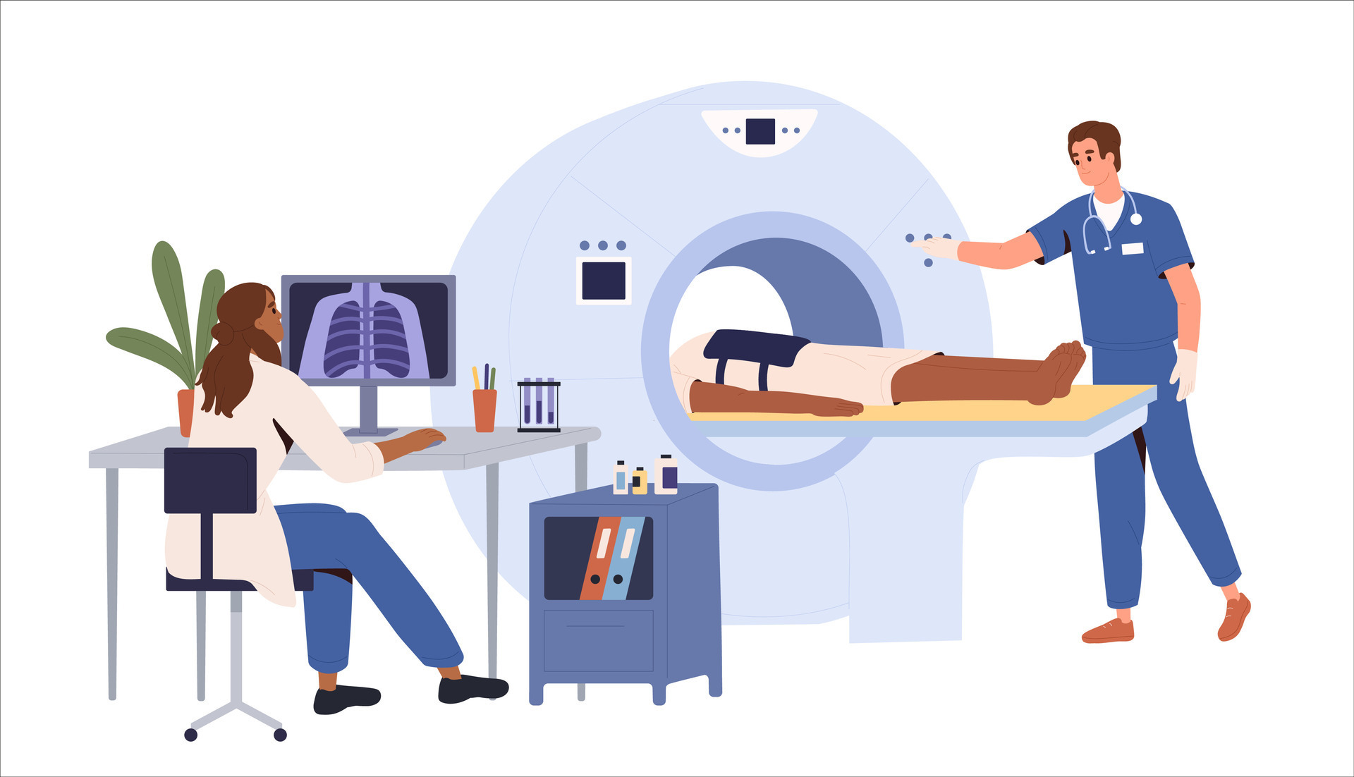 Ct Scan Computed Tomography Scan Doctor Is Carrying Out Ct Scanning Of Lungs Patient Is