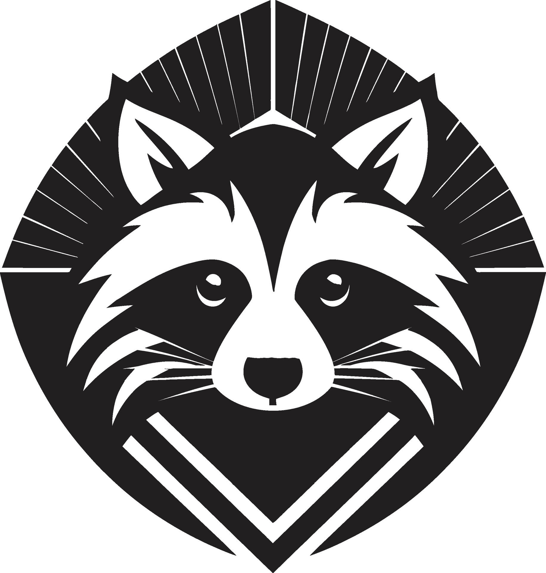 Black Masked Bandit Graphic Icon Raccoon Silhouette Monochrome Badge ...
