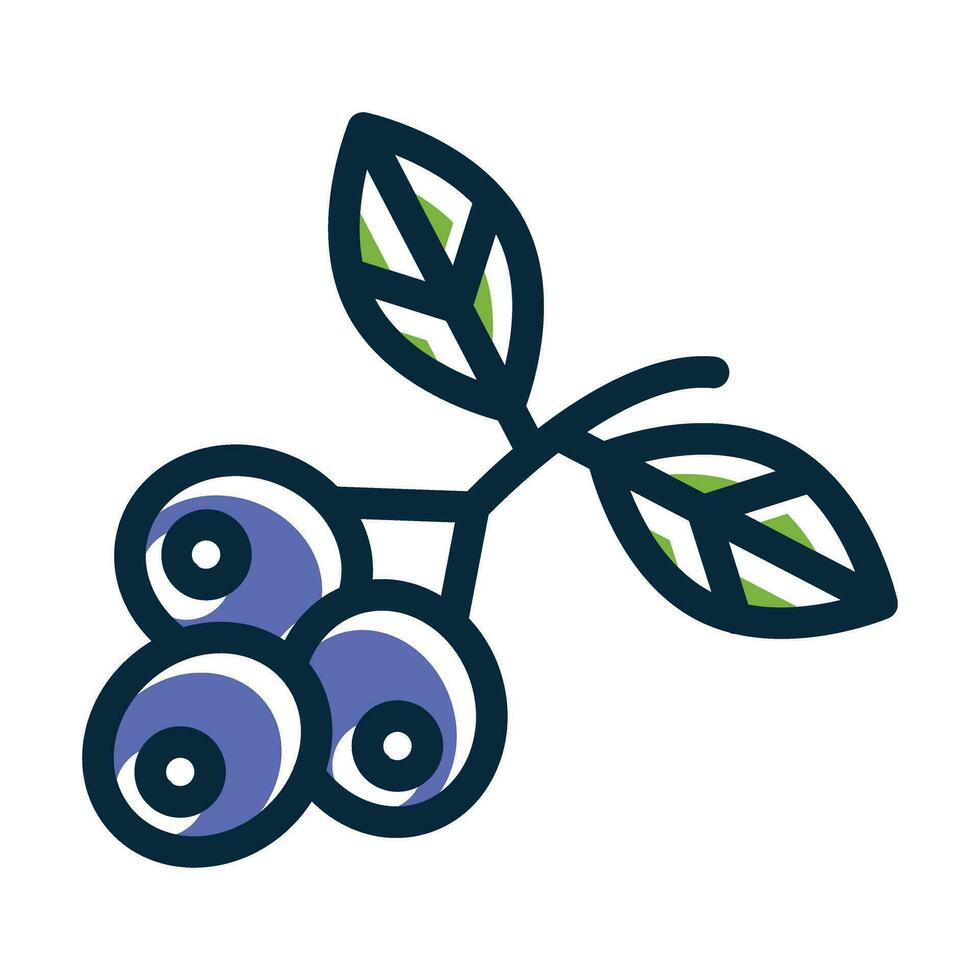 Blueberries Vector Thick Line Filled Dark Colors Icons For Personal And ...