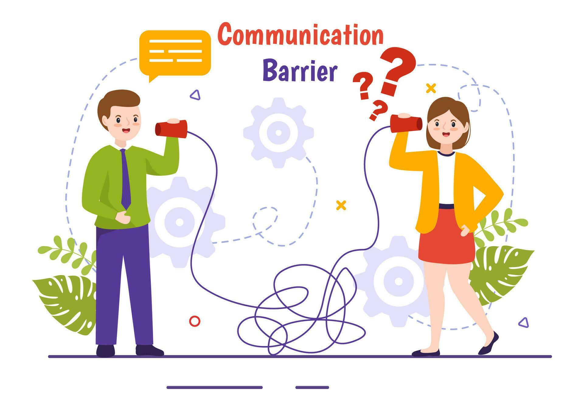 Communication Barrier Vector Illustration with Bad Communications ...