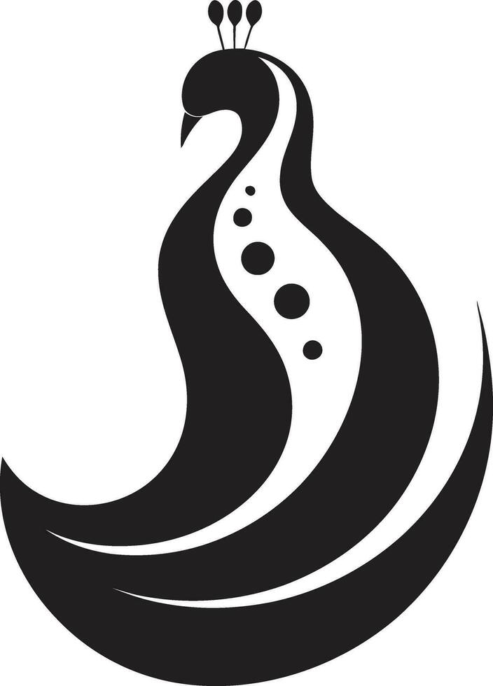 Peacock Majesty Black Vector Icon Feathered Intrigue Peacock Logo In