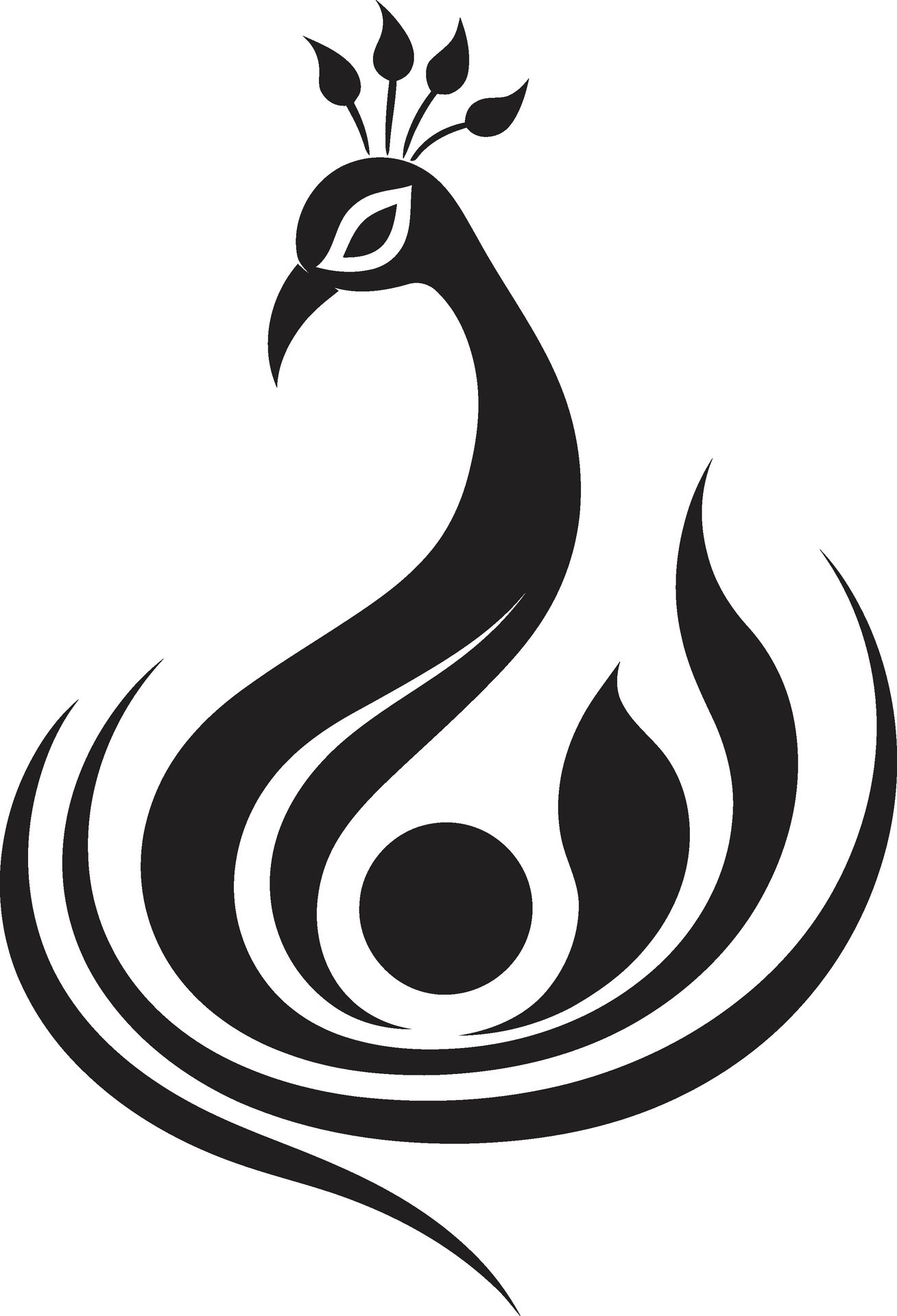 Nocturnal Plumage Vector Peacock Logo Silent Majesty Black Peacock