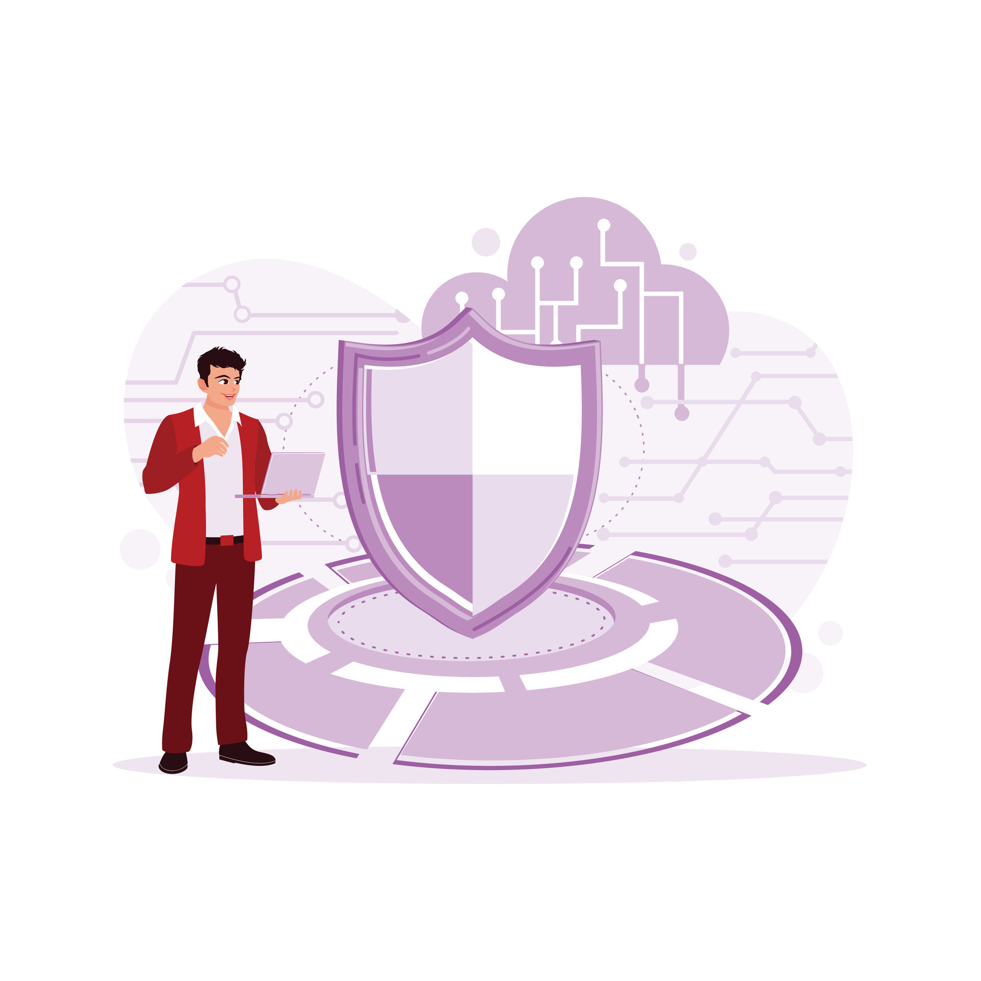 IT programmer accessing business privacy cyber security data on the ...