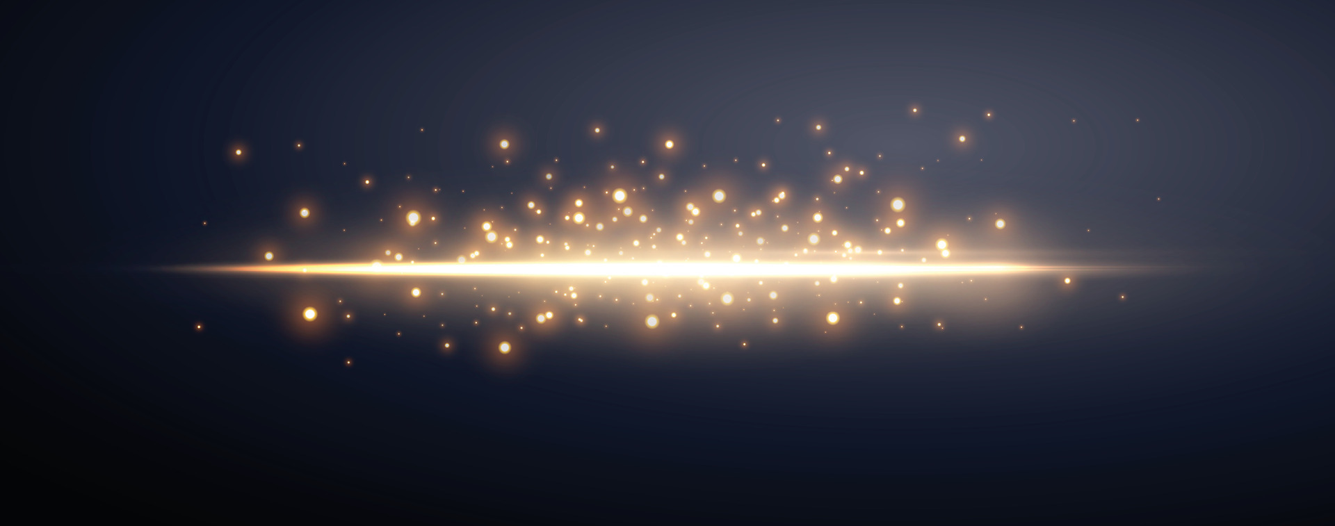 Gold horizontal lensflare. Light flash with rays or gold spotlight and bokeh. Yellow glow flare ...