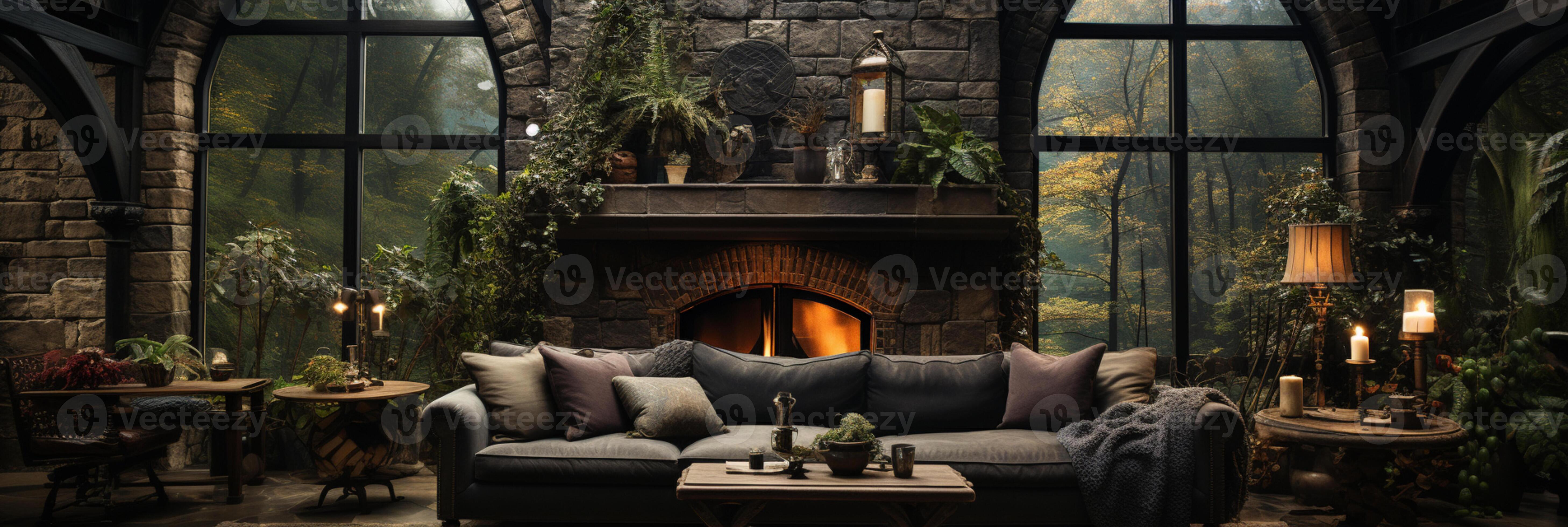 Interior Design, Beautiful Living room Gothic Style, Luxury Mansion ...