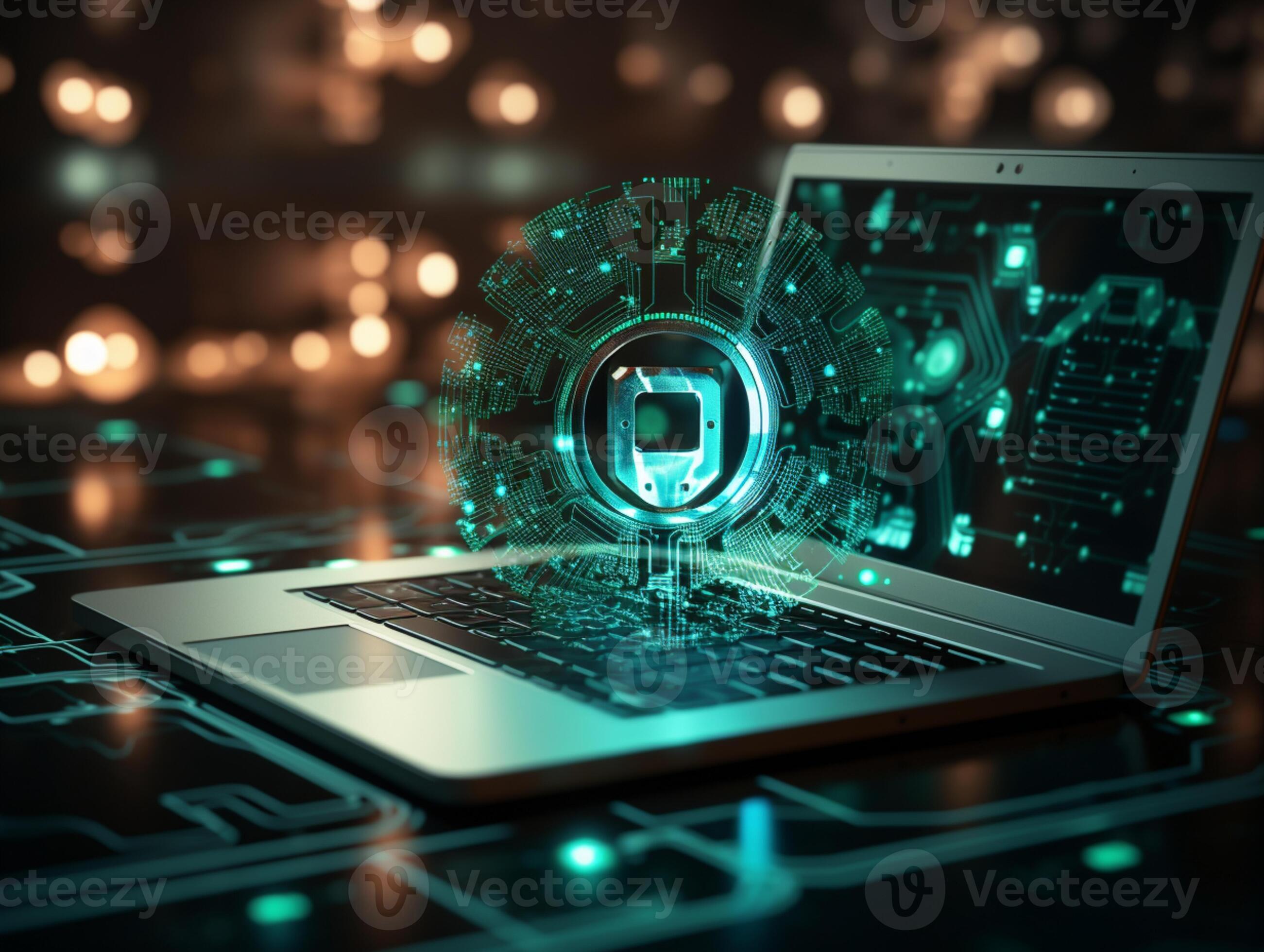 Laptop with cloud computing diagram show on hand. Cloud technology ...