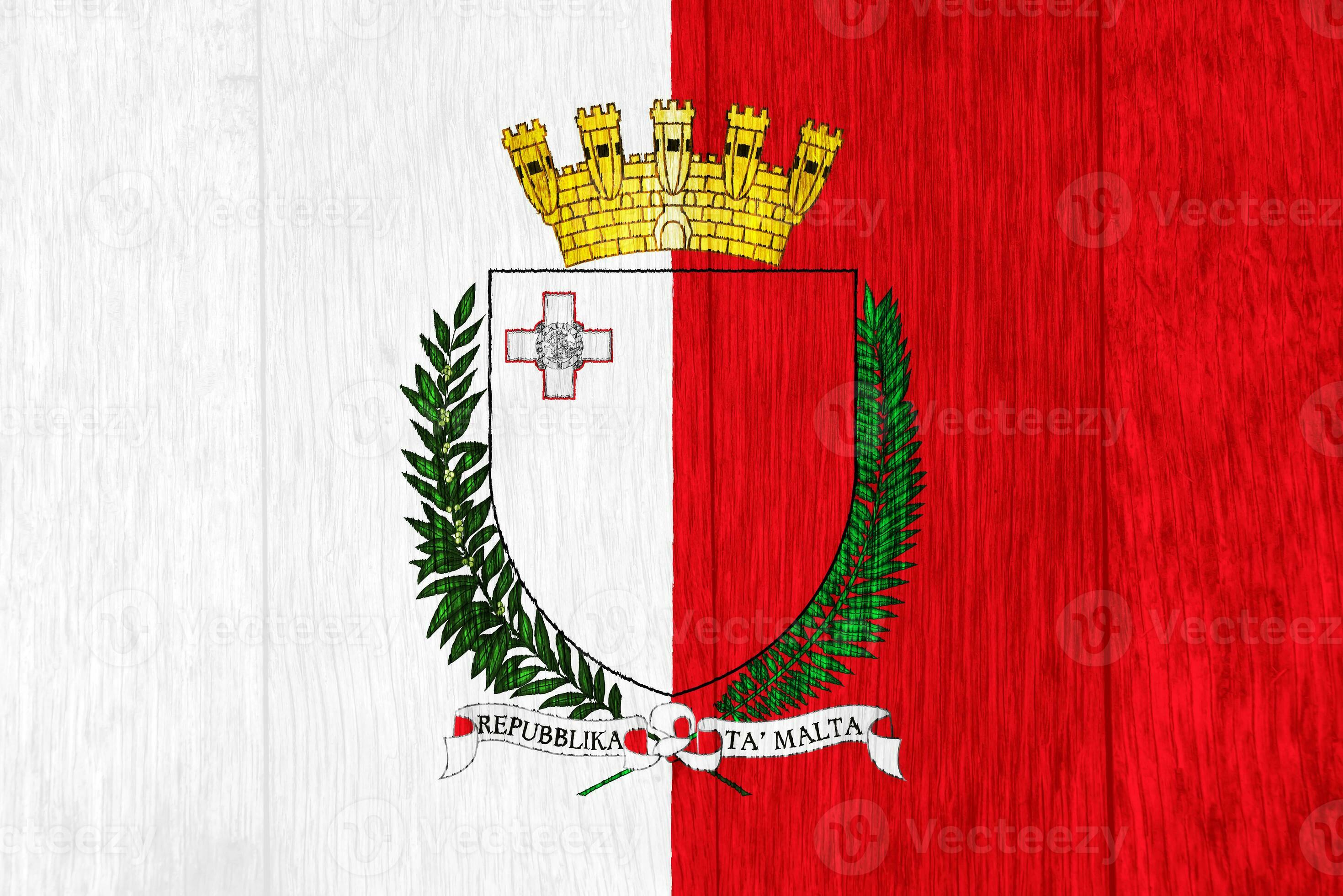 Flag and coat of arms of Republic of Malta on a textured background. Concept collage. 33098625 ...