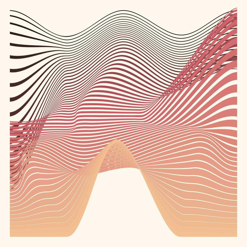 Black, peach, red, beige waves Abstract geometric line shapes. Vector ...
