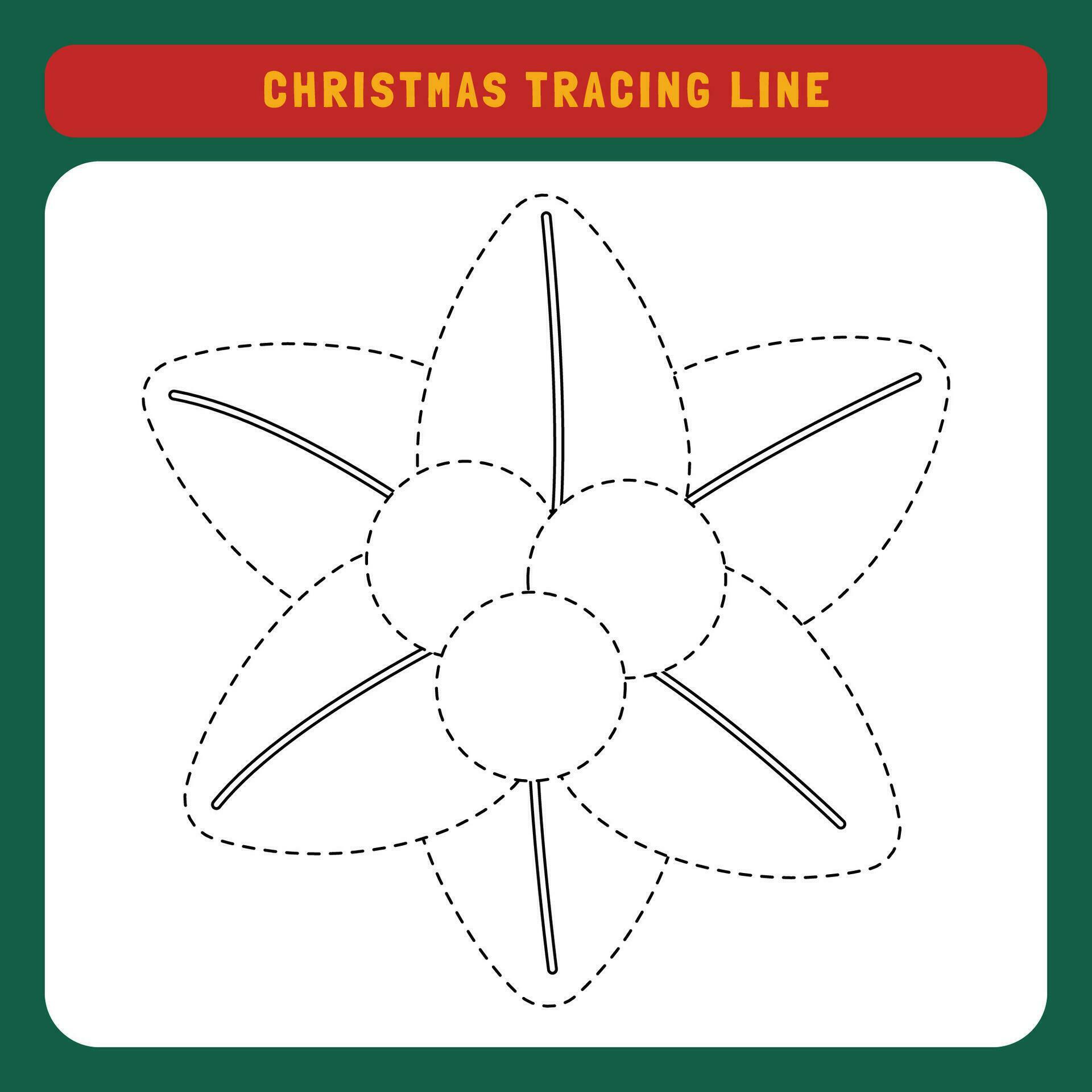 Christmas tracing line worksheet for kids. Winter educational children ...