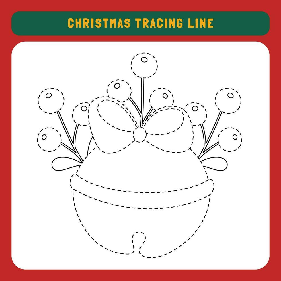 Christmas tracing line worksheet for kids. Winter educational children ...