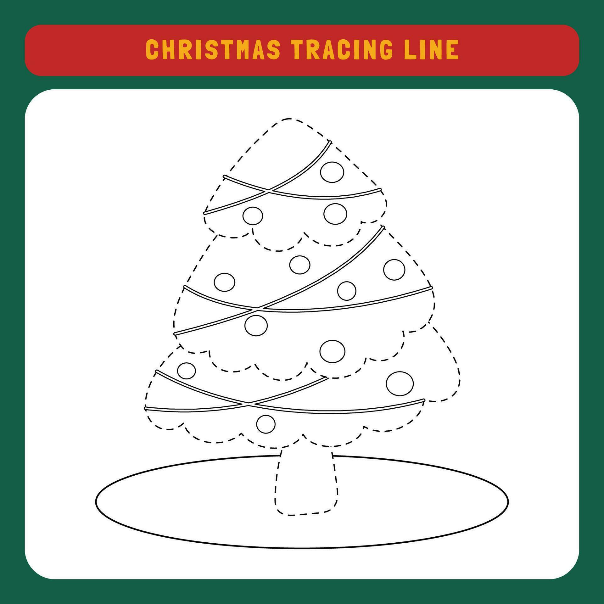 Christmas tracing line worksheet for kids. Winter educational children ...