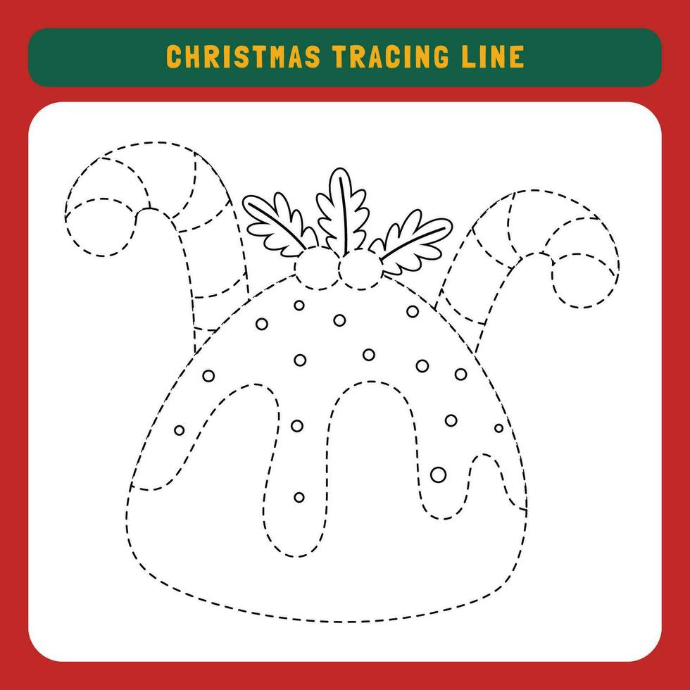 Christmas tracing line worksheet for kids. Winter educational children ...