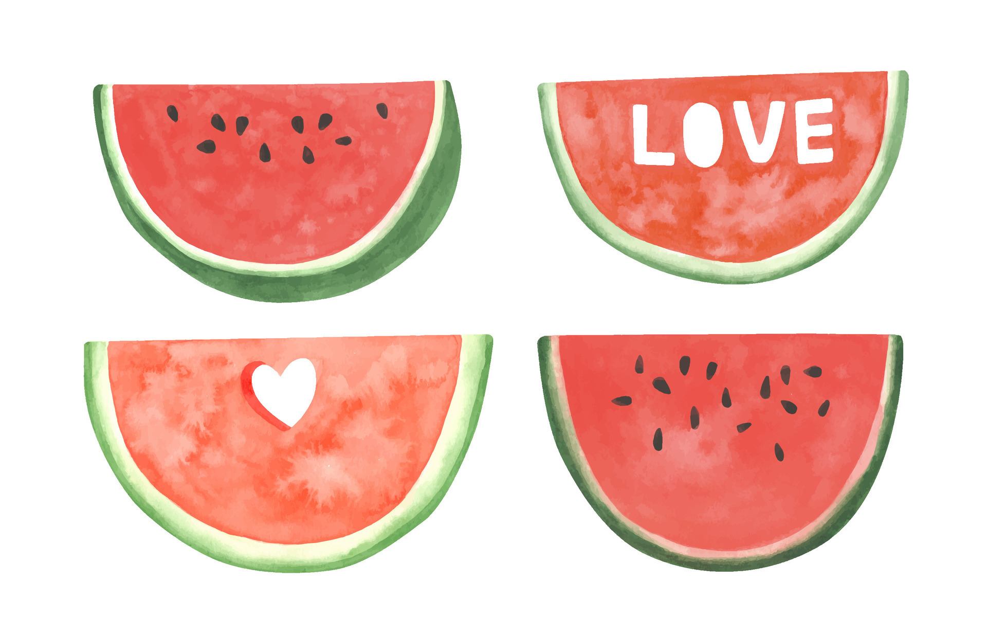 Watercolor Watermelon Clipart Set Summer Ripe Fruit Watermelon Party