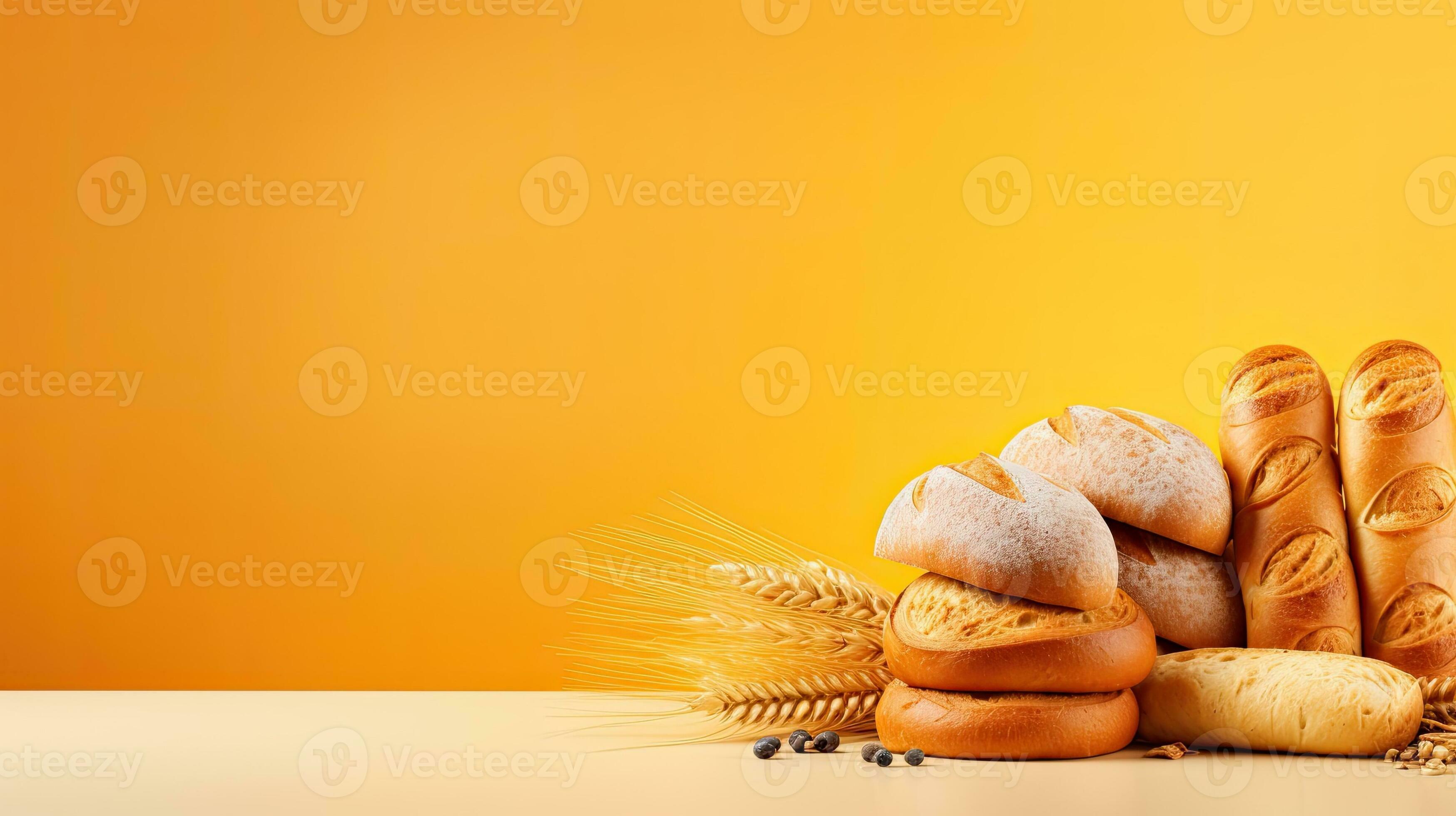 Different bread. Web banner with copy space. Generative AI 33107934 ...