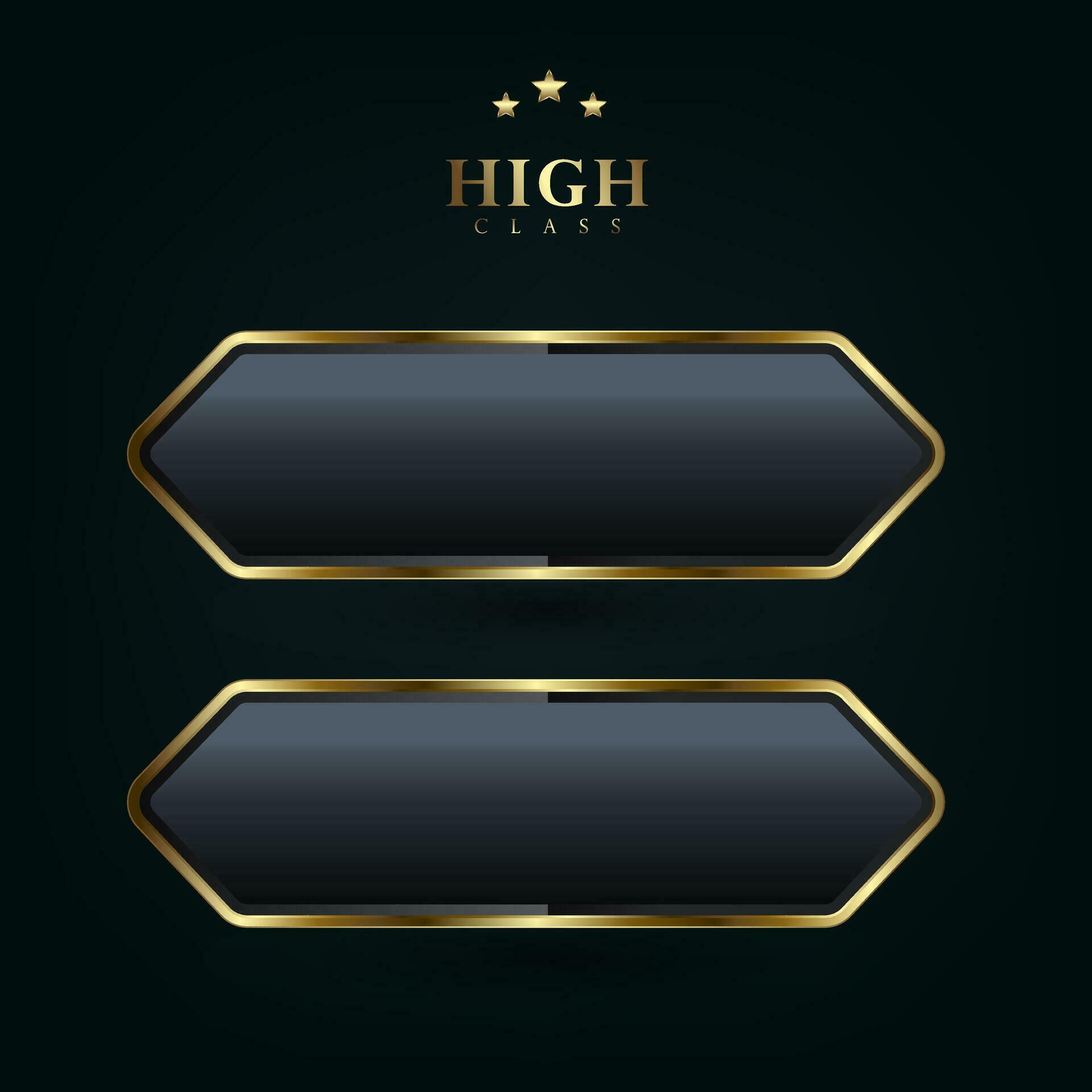 Set of Two art deco buttons isolated on black background. Realistic ...