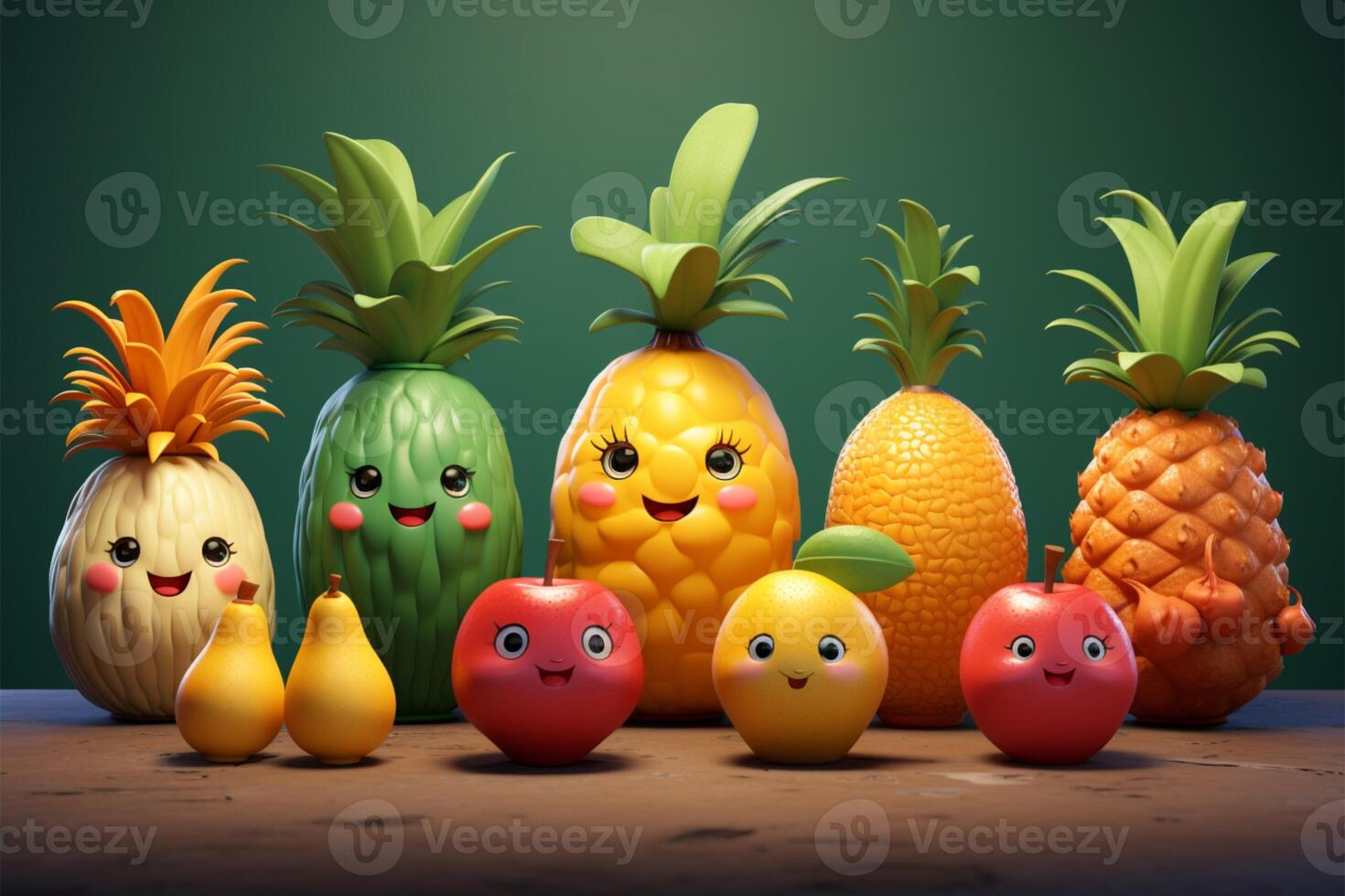 Colorful and cute cartoon fruit models, forming a charming series AI ...