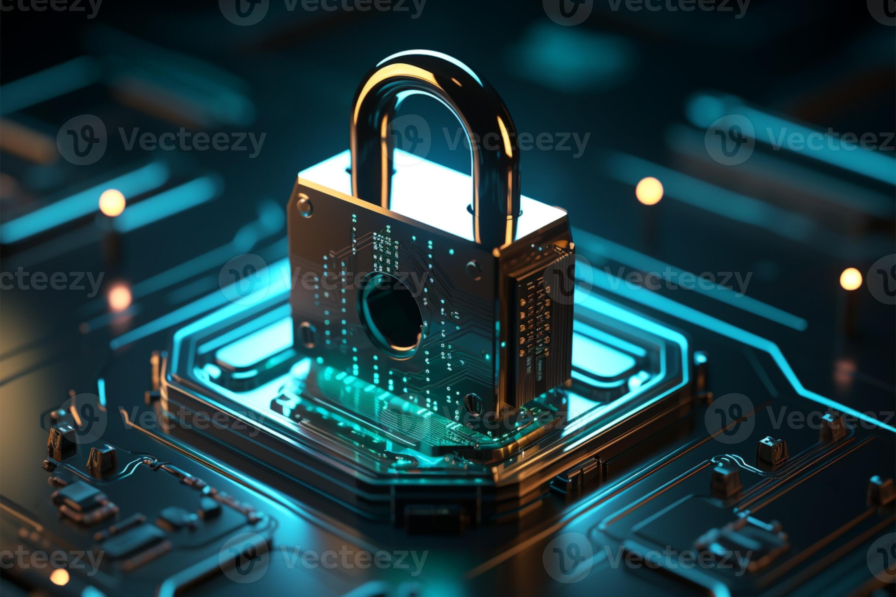 Computer security portrayed through dynamic lock animation for added ...